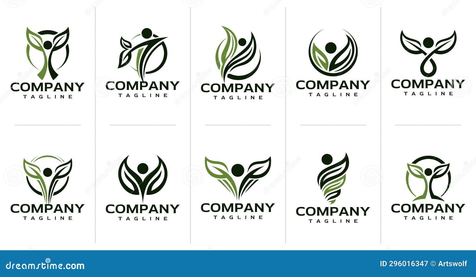 Simple Abstract Human Leaf Logo Design Bundle Stock Illustration ...