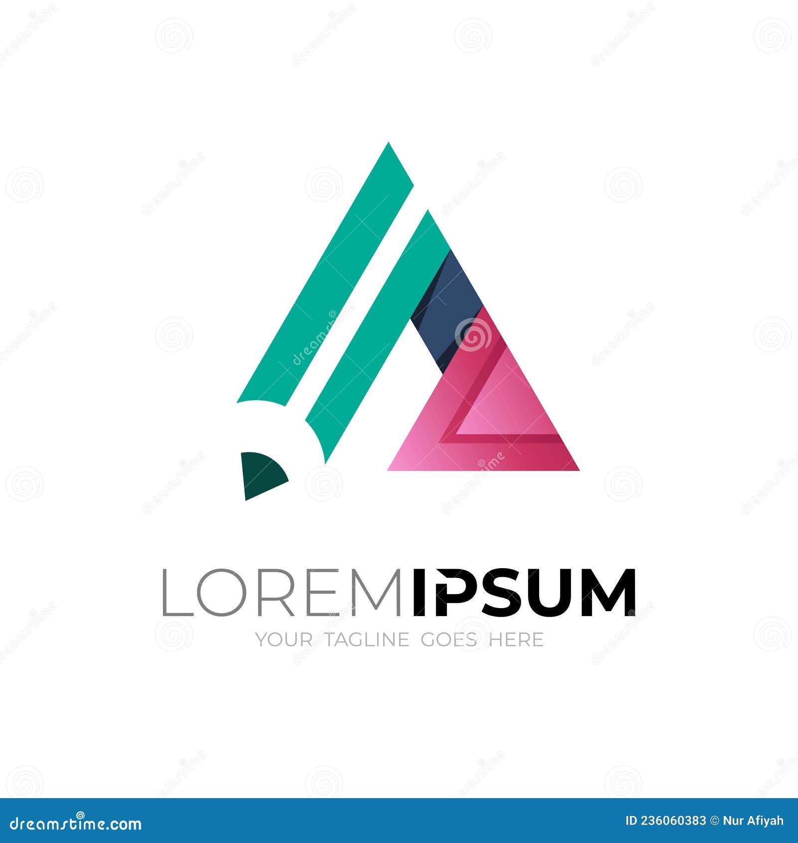 Abstract Letter Design Template, Triangle Icons and Pencil Stock Vector ...