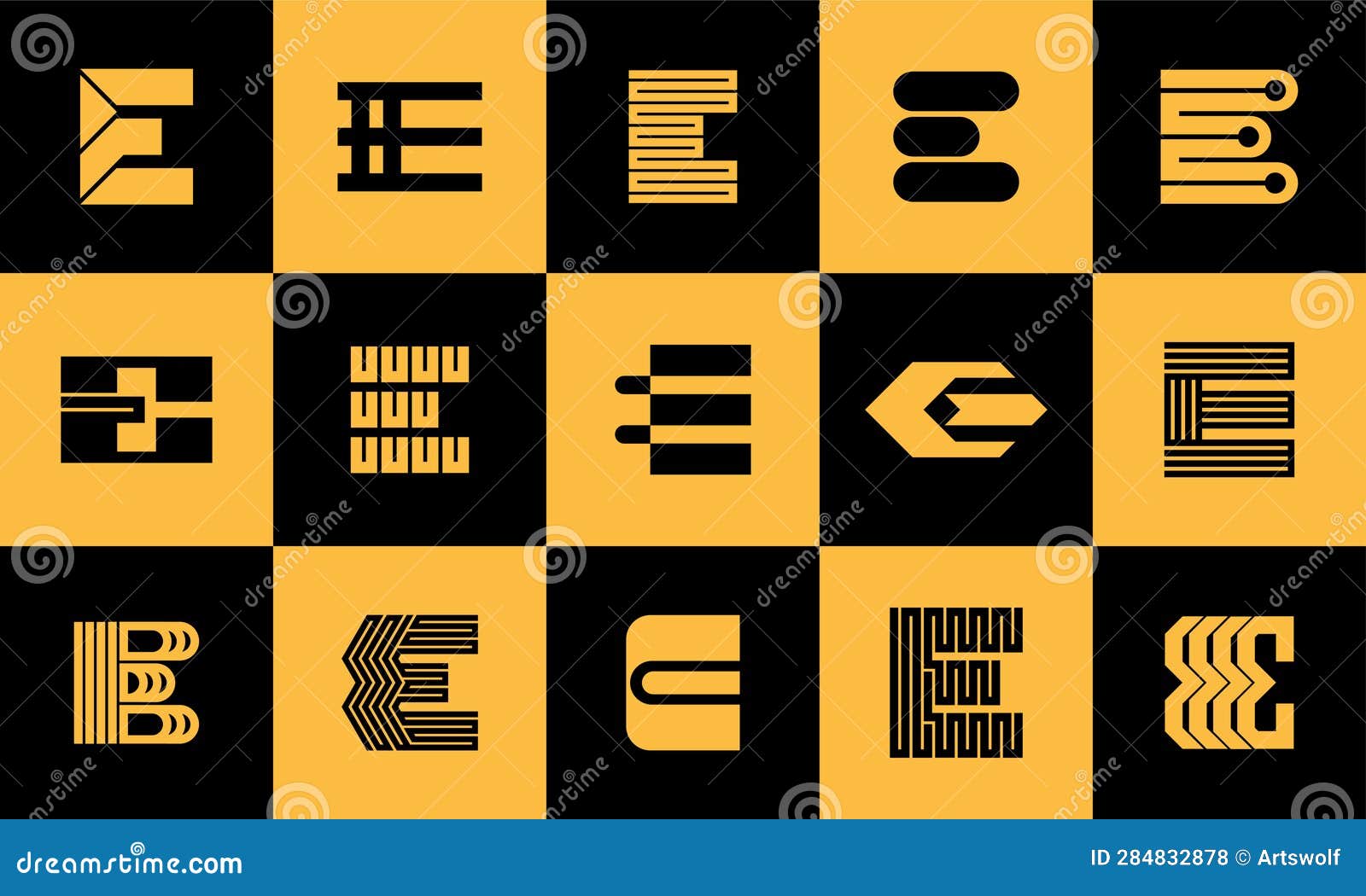 Simple Abstract Line Monogram Letter E Logo Design Set. Modern Initial ...