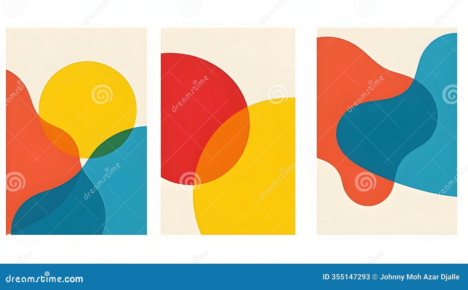 Simple Abstract Posters with Bold Overlapping Shapes in Primary Colors ...
