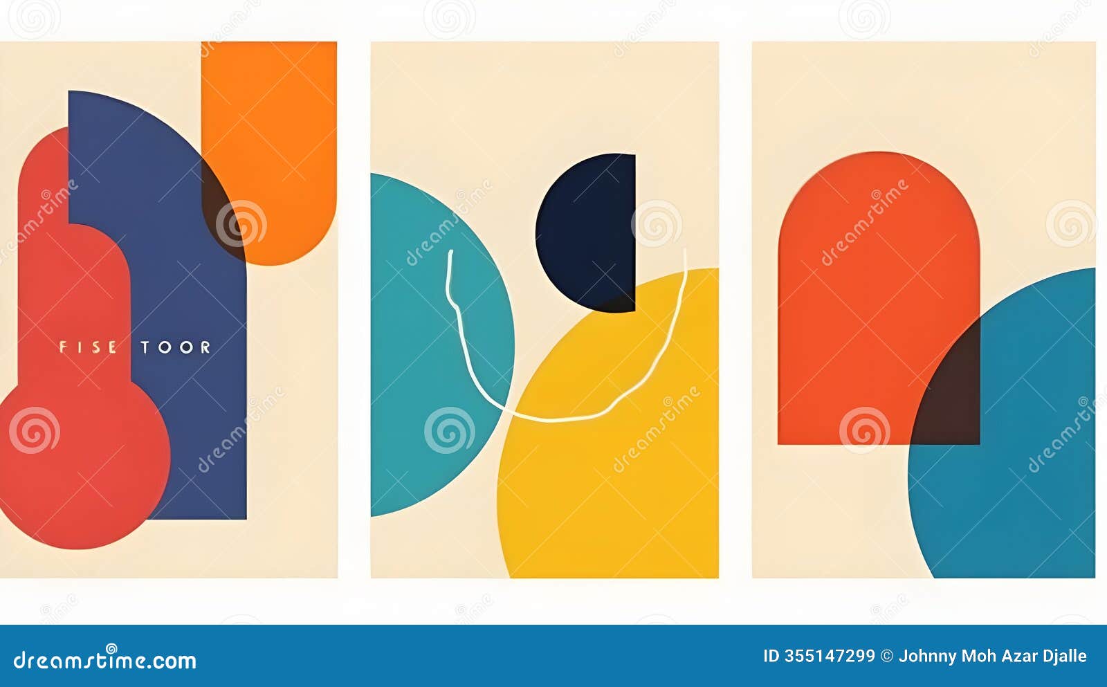 Simple Abstract Posters with Bold Overlapping Shapes in Primary Colors ...