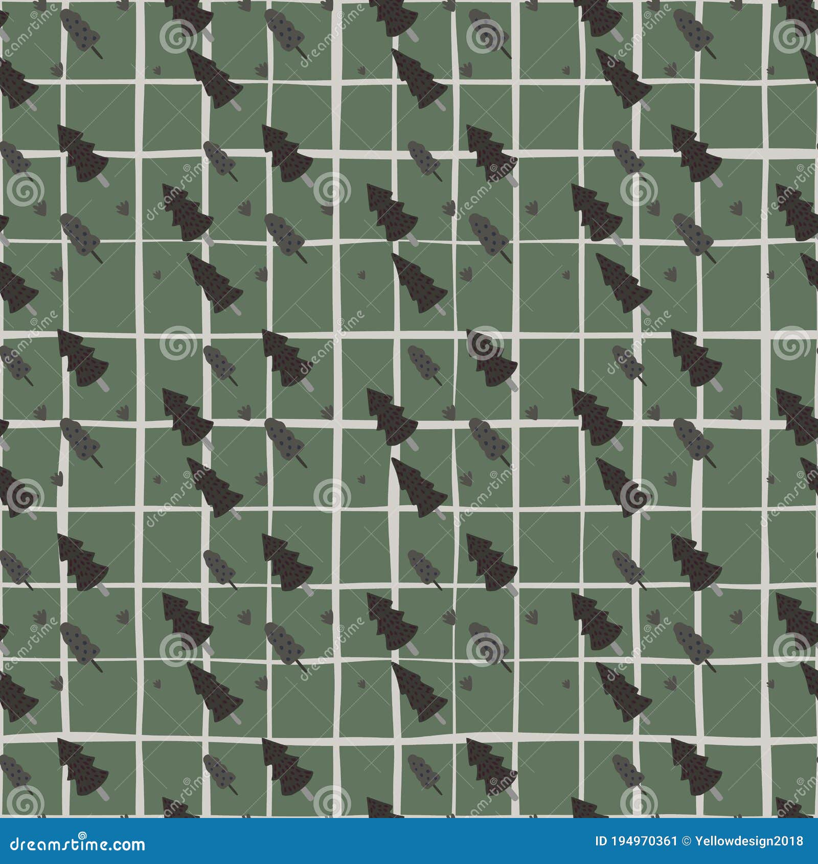 Simple Abstract Seamless Forest Pattern with Fir Tree Elements. Green ...