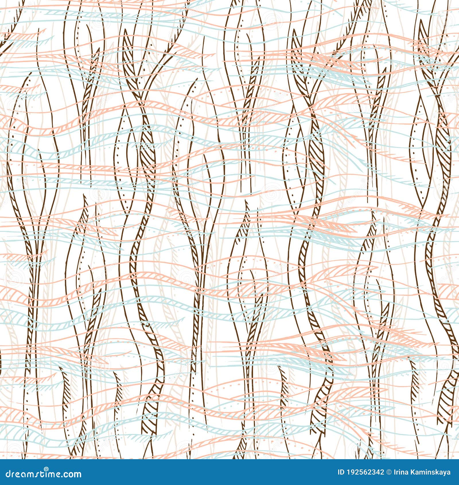 Simple Abstract Seamless Pattern. Brown Algae, Water and Waves Stock ...
