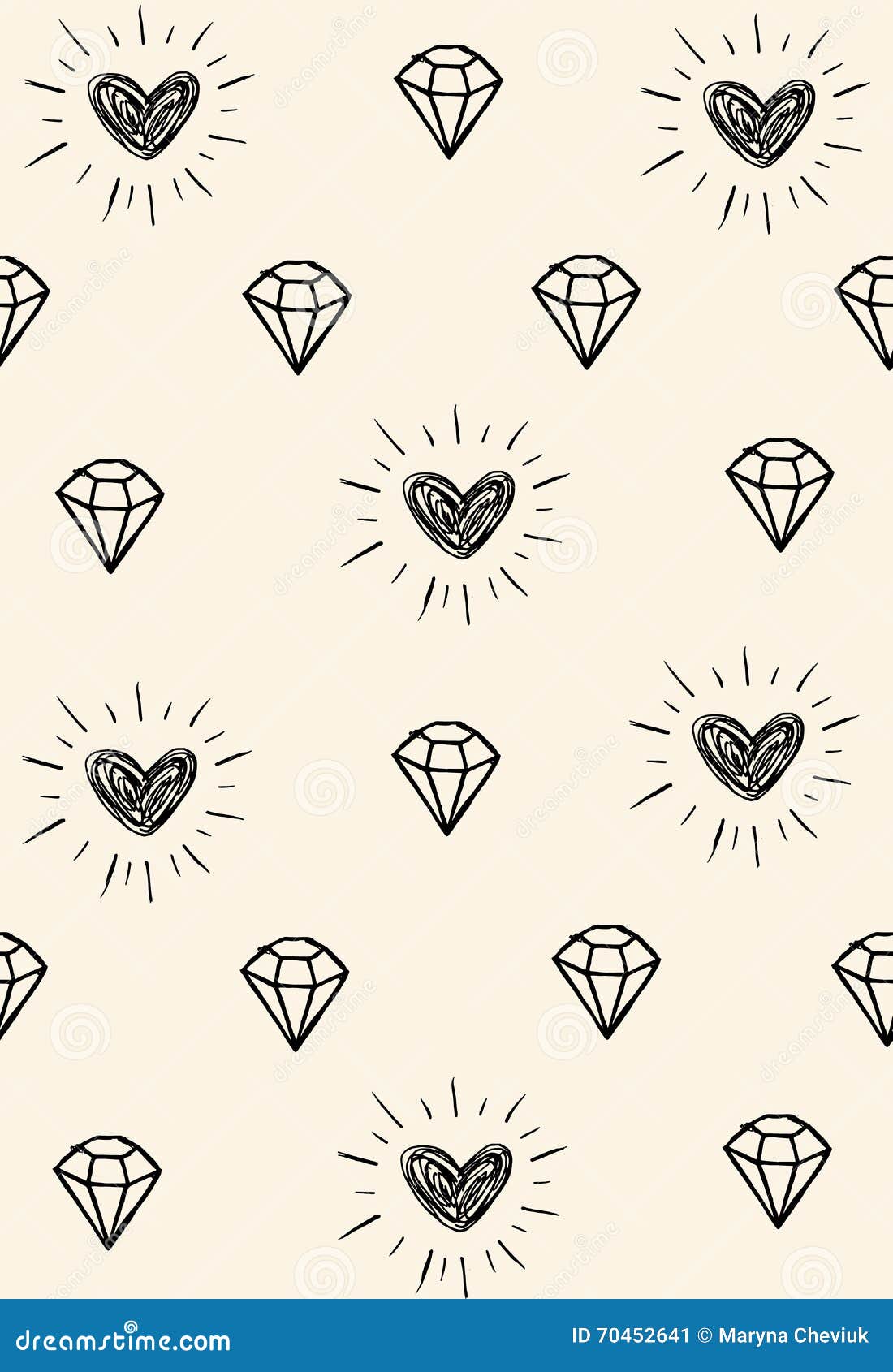 Simple Abstract Seamless Pattern with Hearts and Diamonds Stock ...