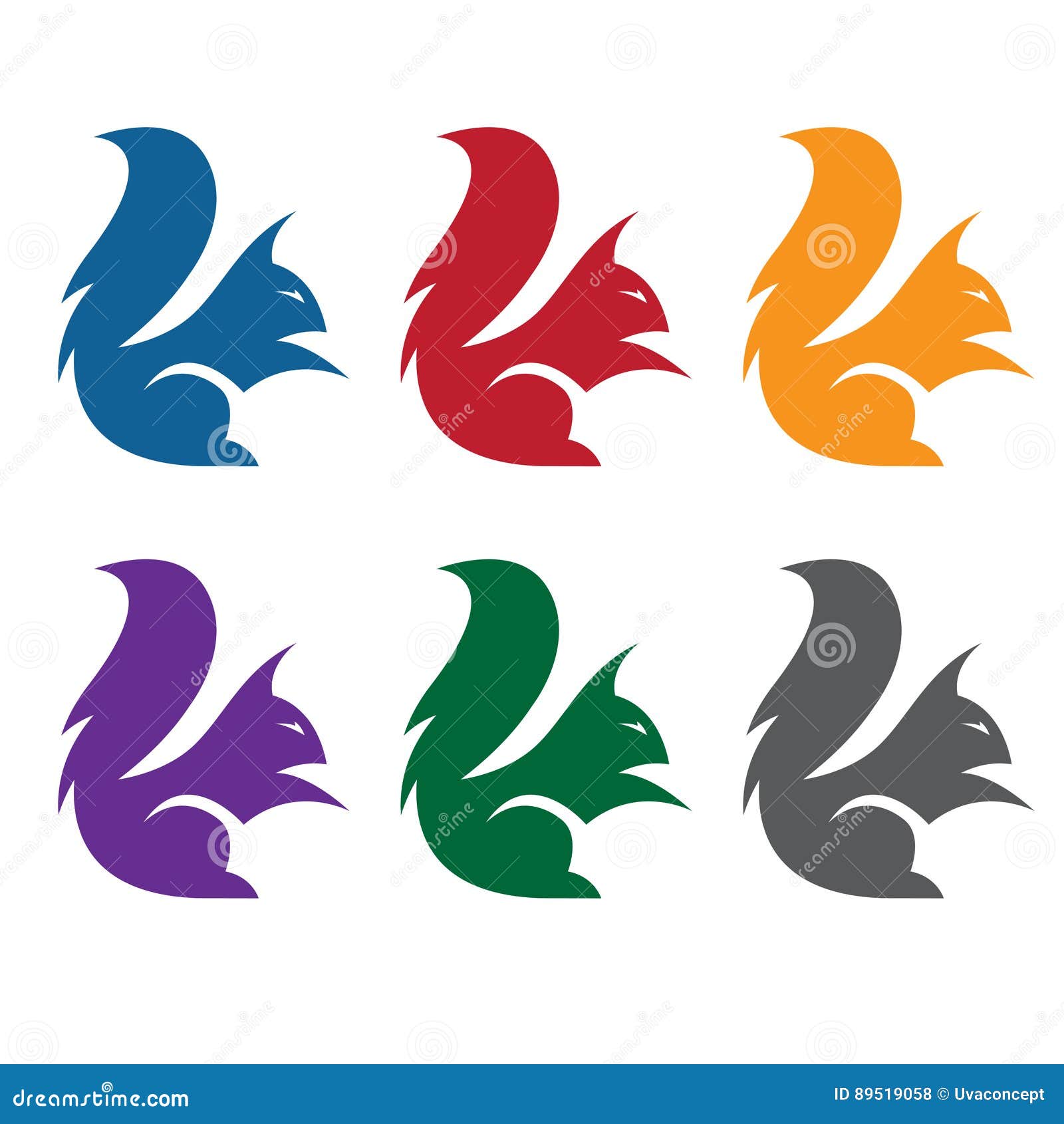 Simple Abstract Squirrel Set Vector Design Stock Vector - Illustration ...
