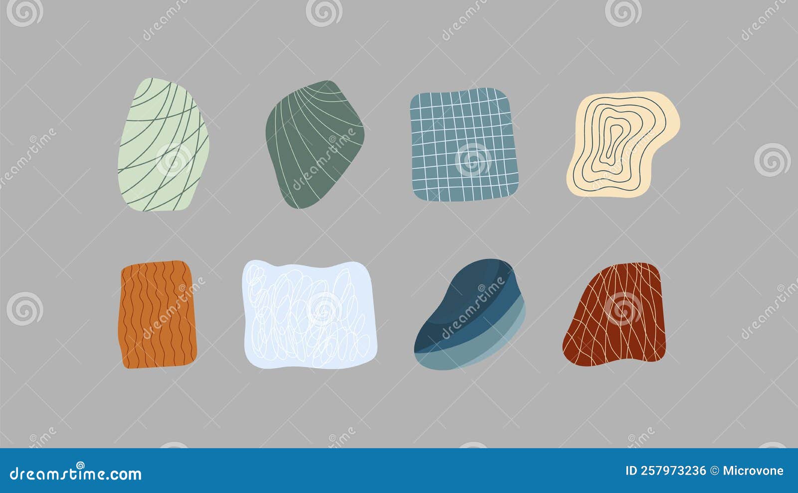 Simple Abstract Stone Shapes with Decorative Lines. Trendy Contemporary ...