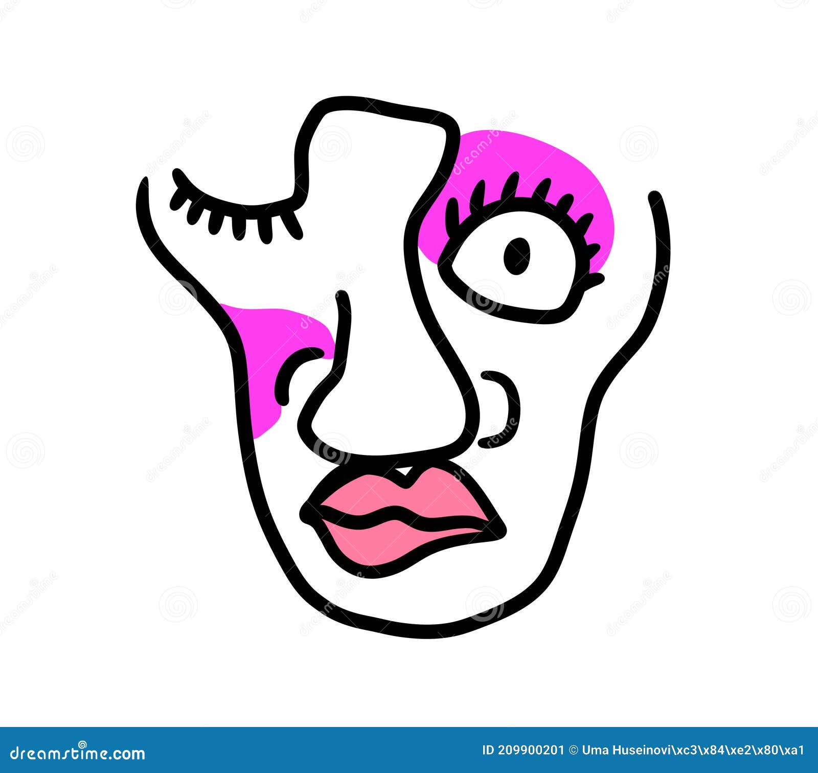 Simple Abstract Stylized Female Face Stock Illustration - Illustration ...