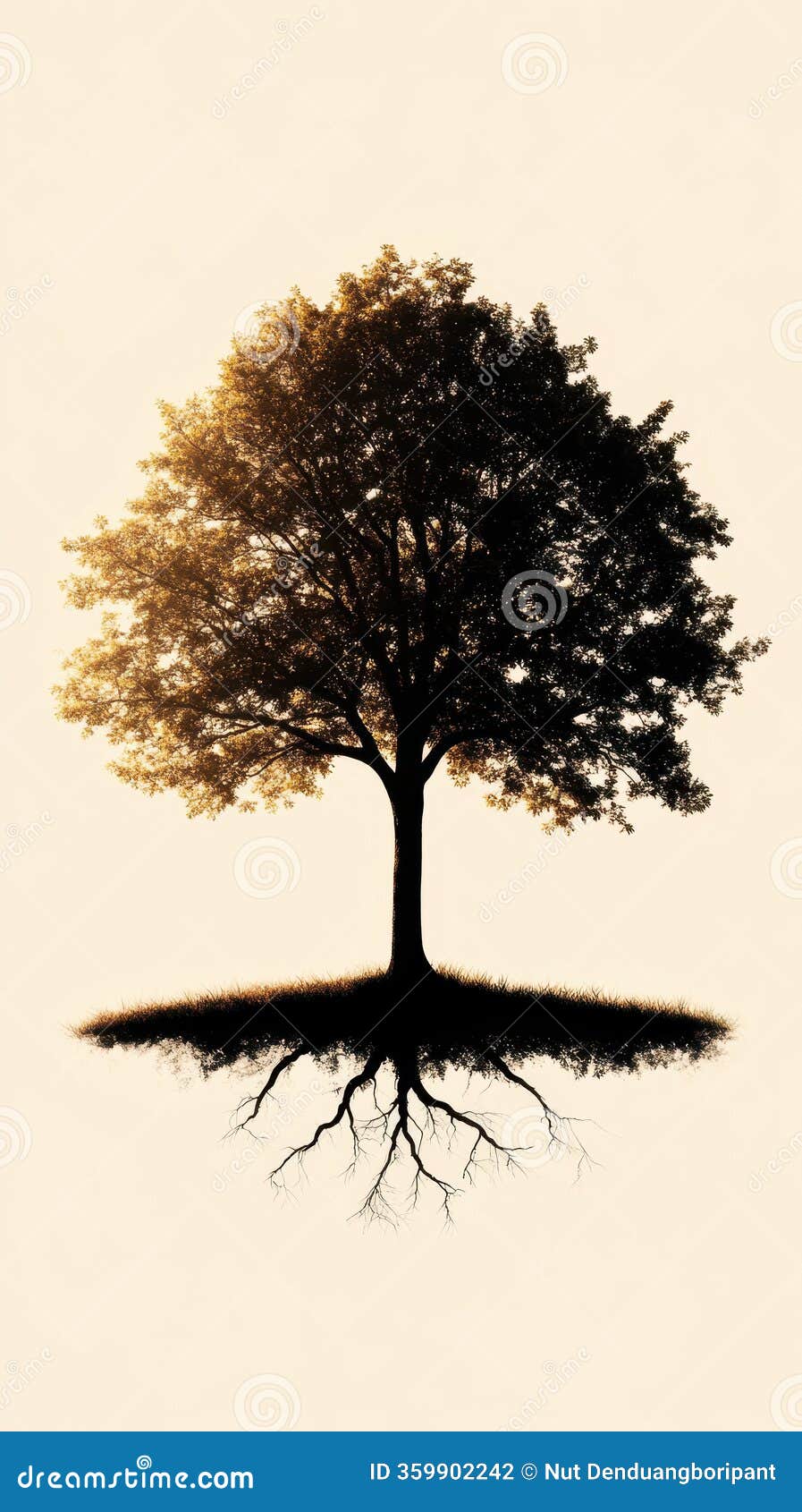 Simple Abstract Tree with Minimal Branches and Roots, Showcasing Nature ...