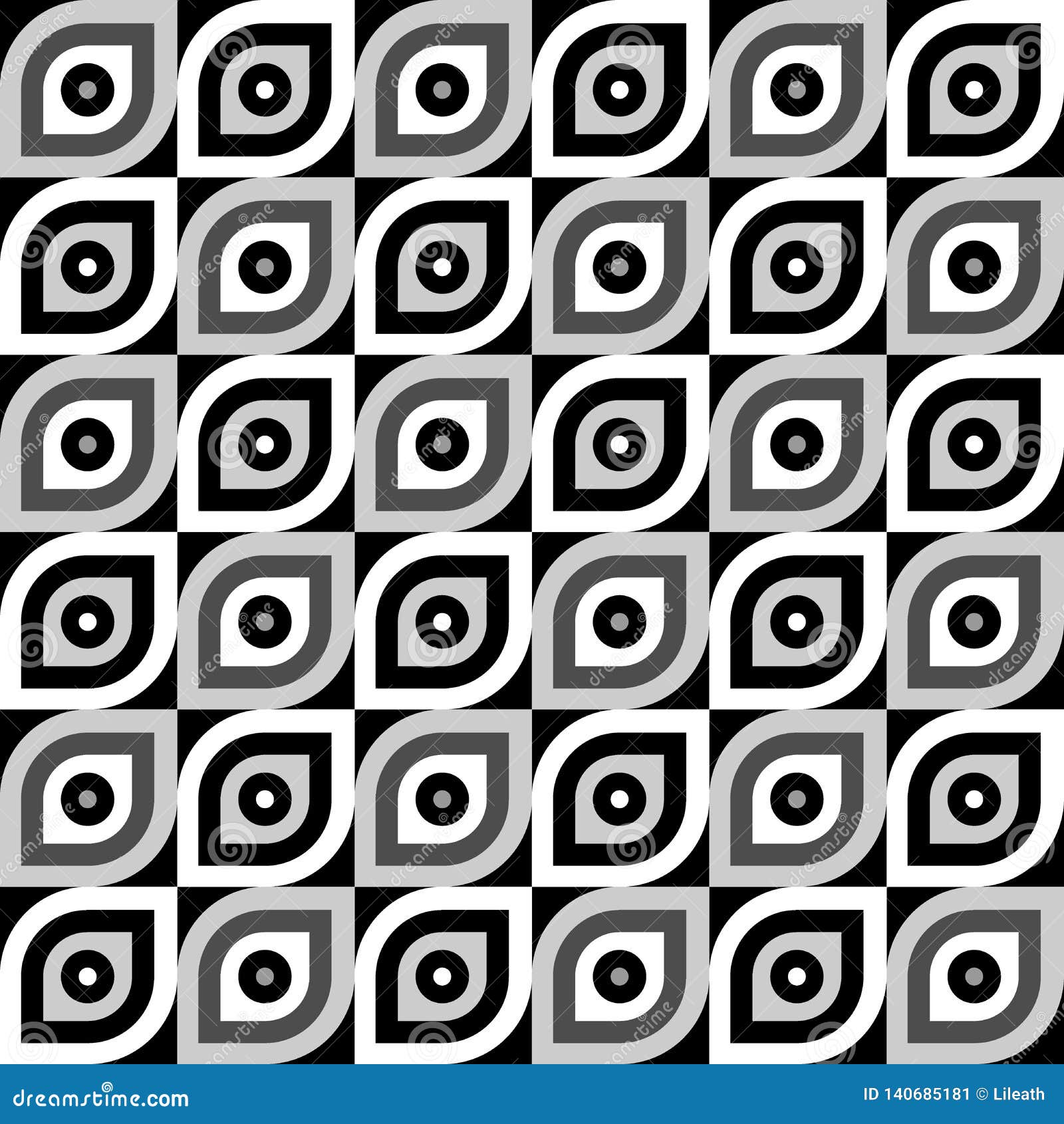 Simple Abstract Vector Pattern. Flat Colorless Leaf-shaped Tiles Stock ...