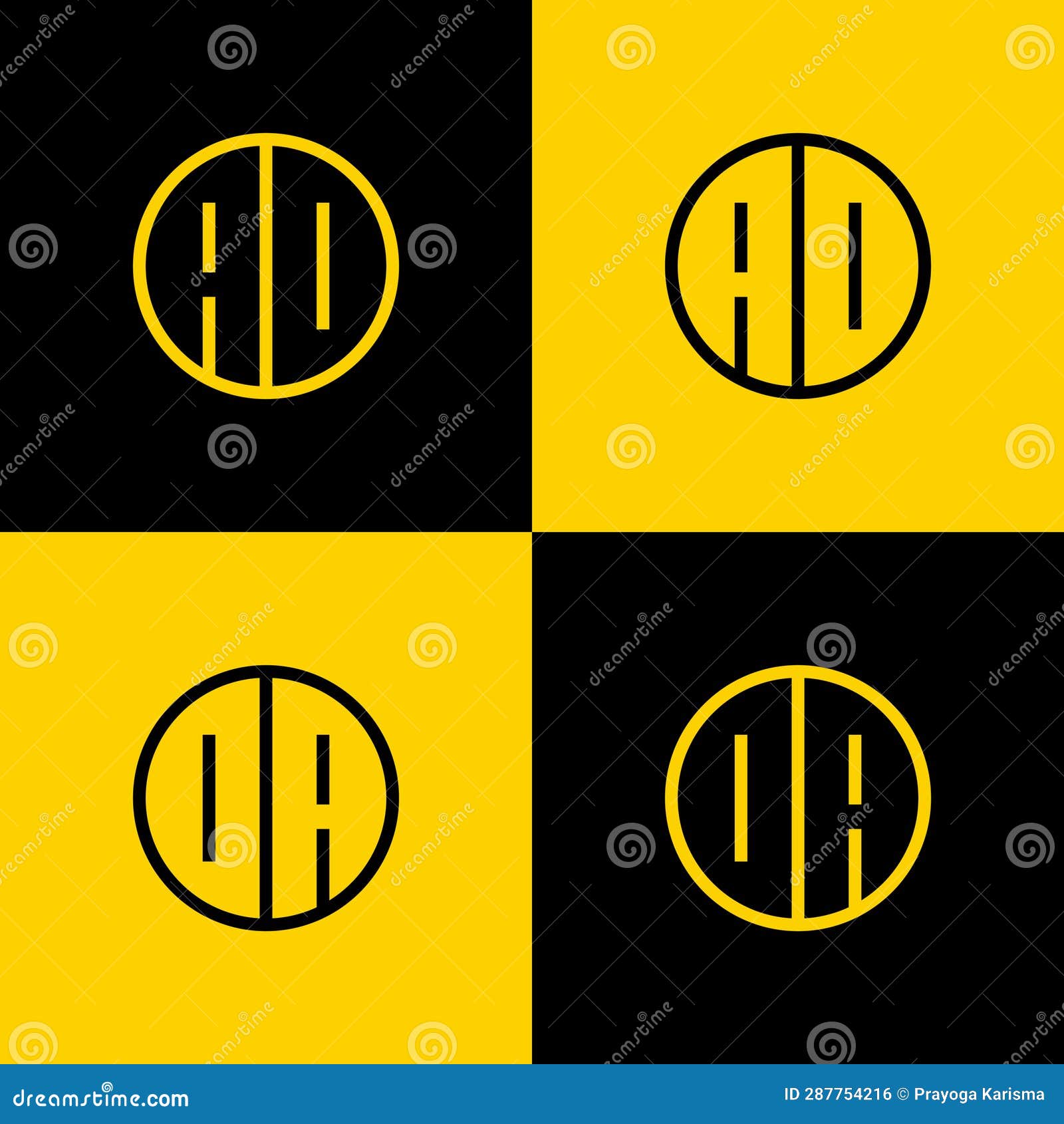 Simple AD and DA Letter Circle Logo Set, Suitable for Business with DA ...