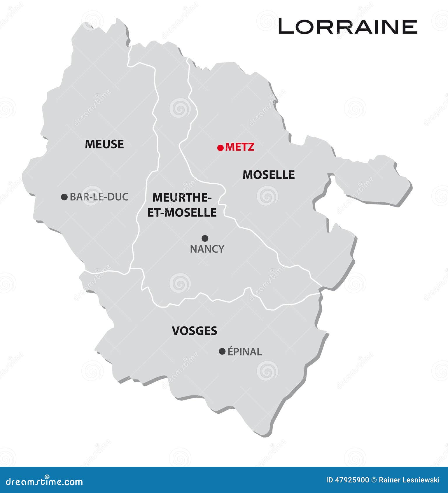 Simple Administrative Map Lorraine Stock Vector - Illustration of ...