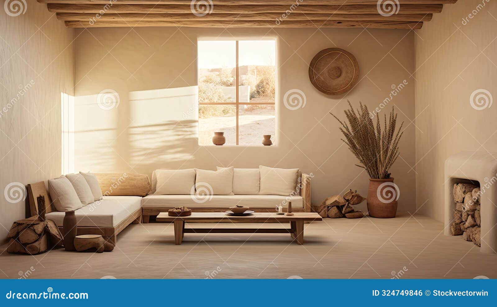 Simple adobe home interior stock illustration. Illustration of decor ...