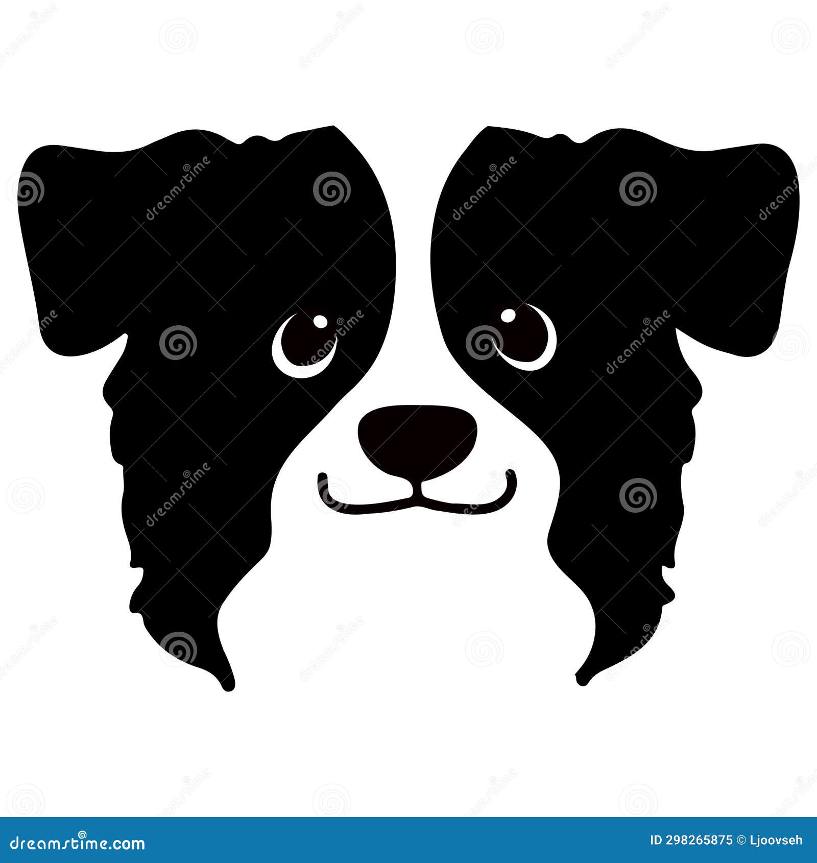 Simple and Adorable Border Collie Silhouette Front Head with Details ...
