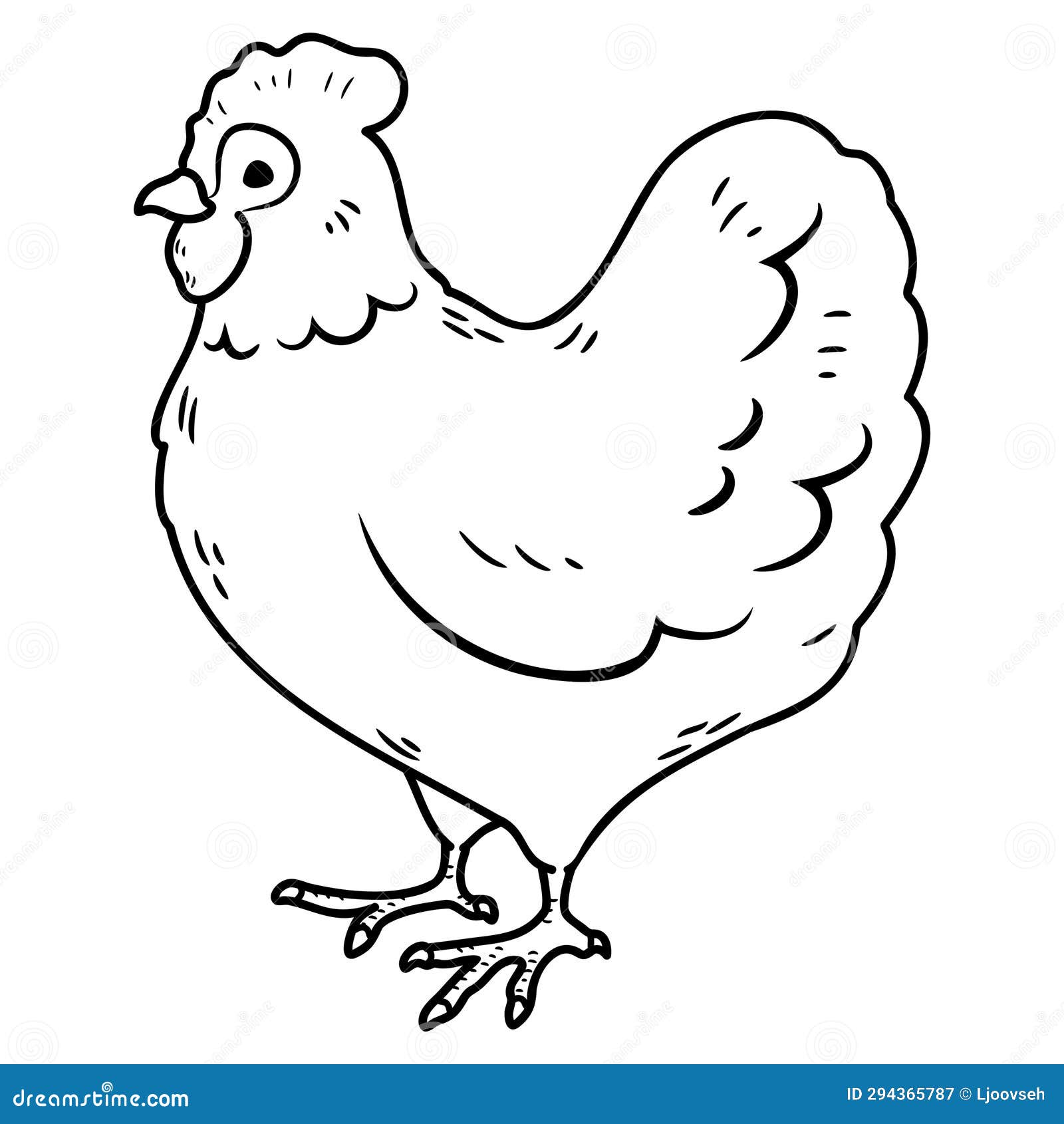 Simple and Adorable Chicken Illustration with Outlines only Stock ...