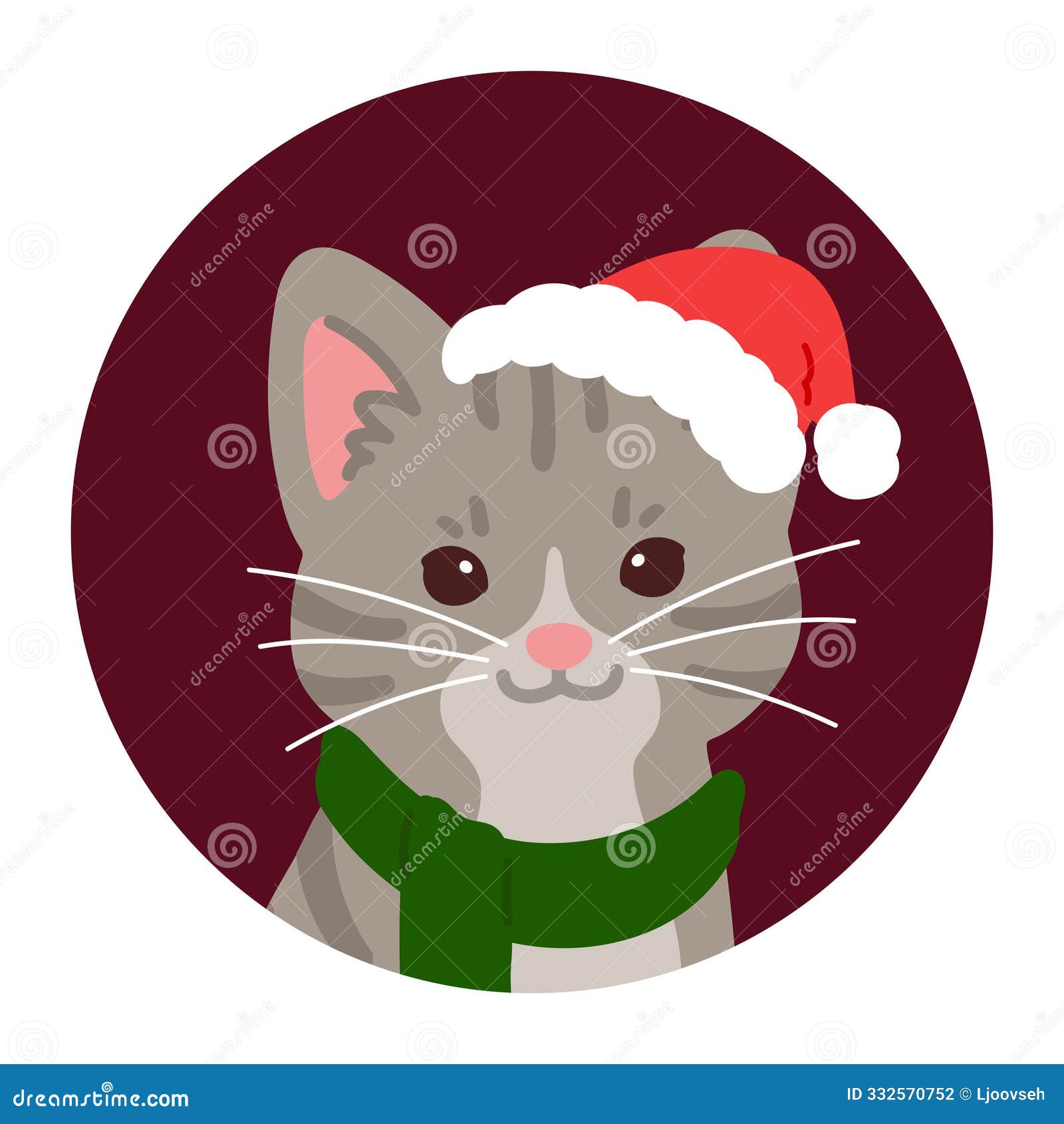 Simple and Adorable Circle Avatar Icon of Grey Tabby Cat Stock ...