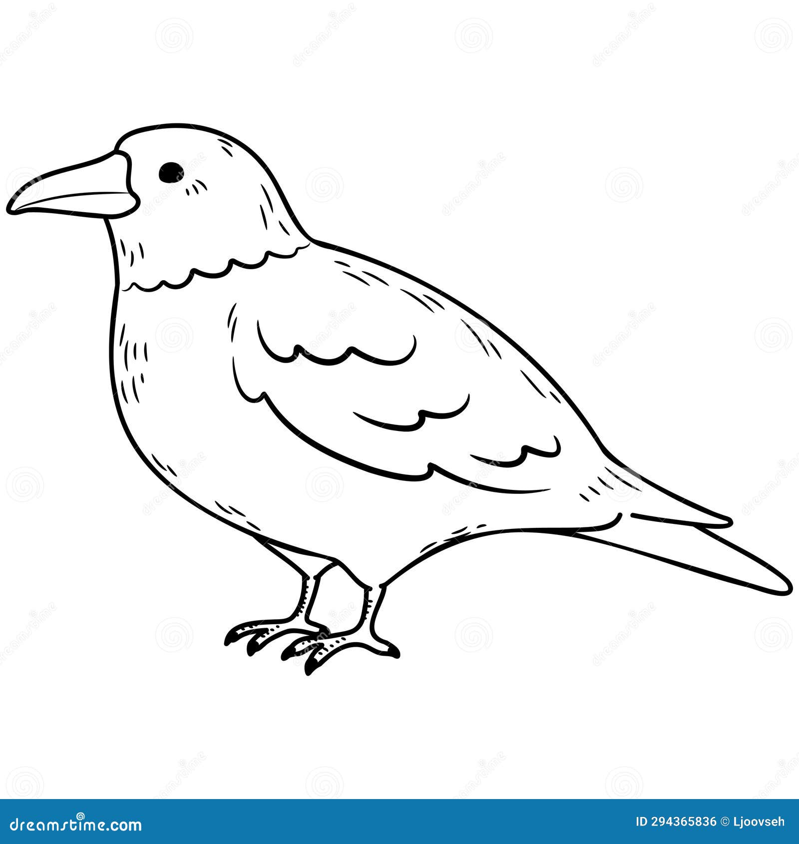Simple and Adorable Crow Illustration with Outlines only Stock Vector ...