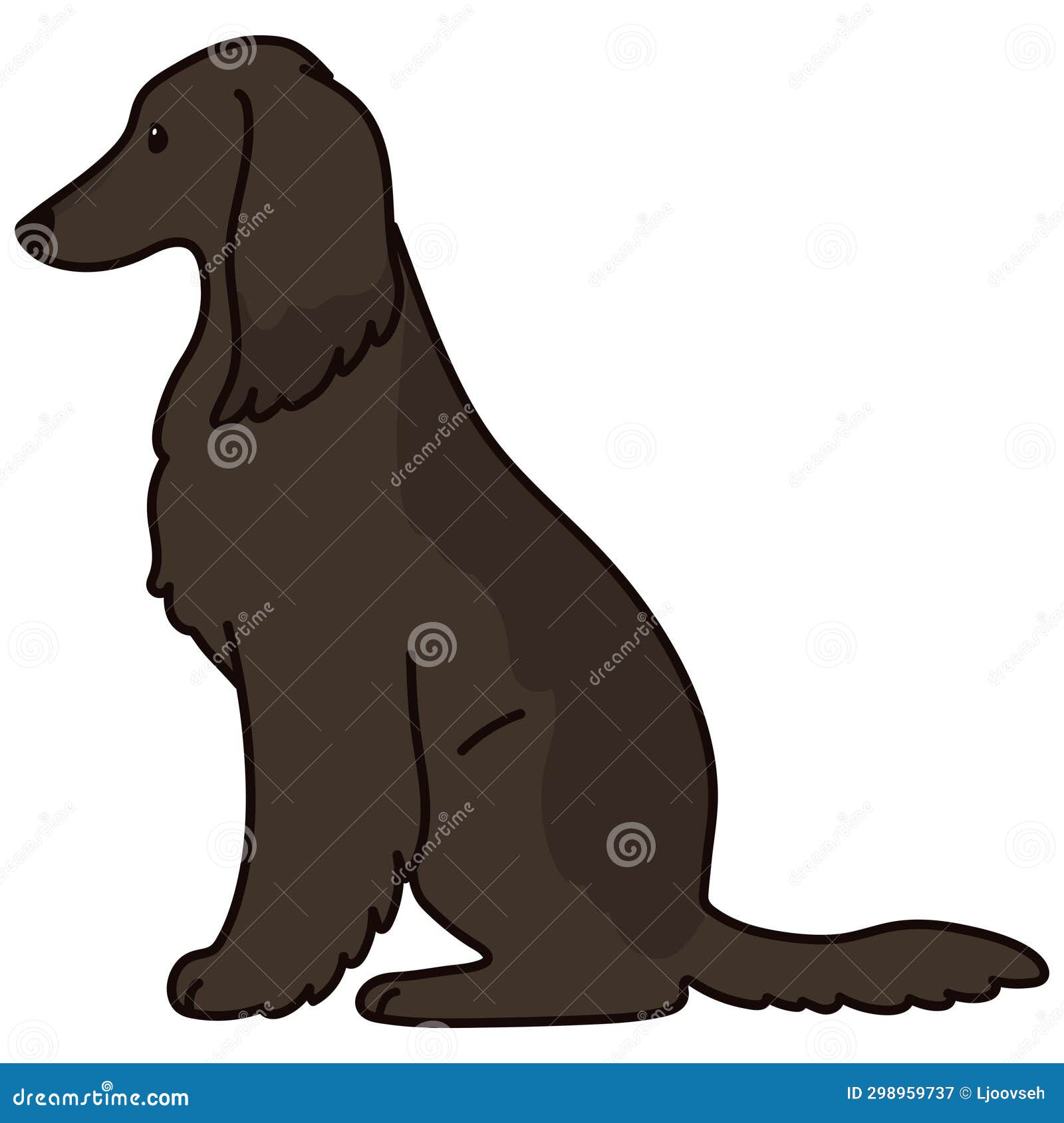 Simple and Adorable Dark Colored Afghan Hound Illustration Sitting in ...