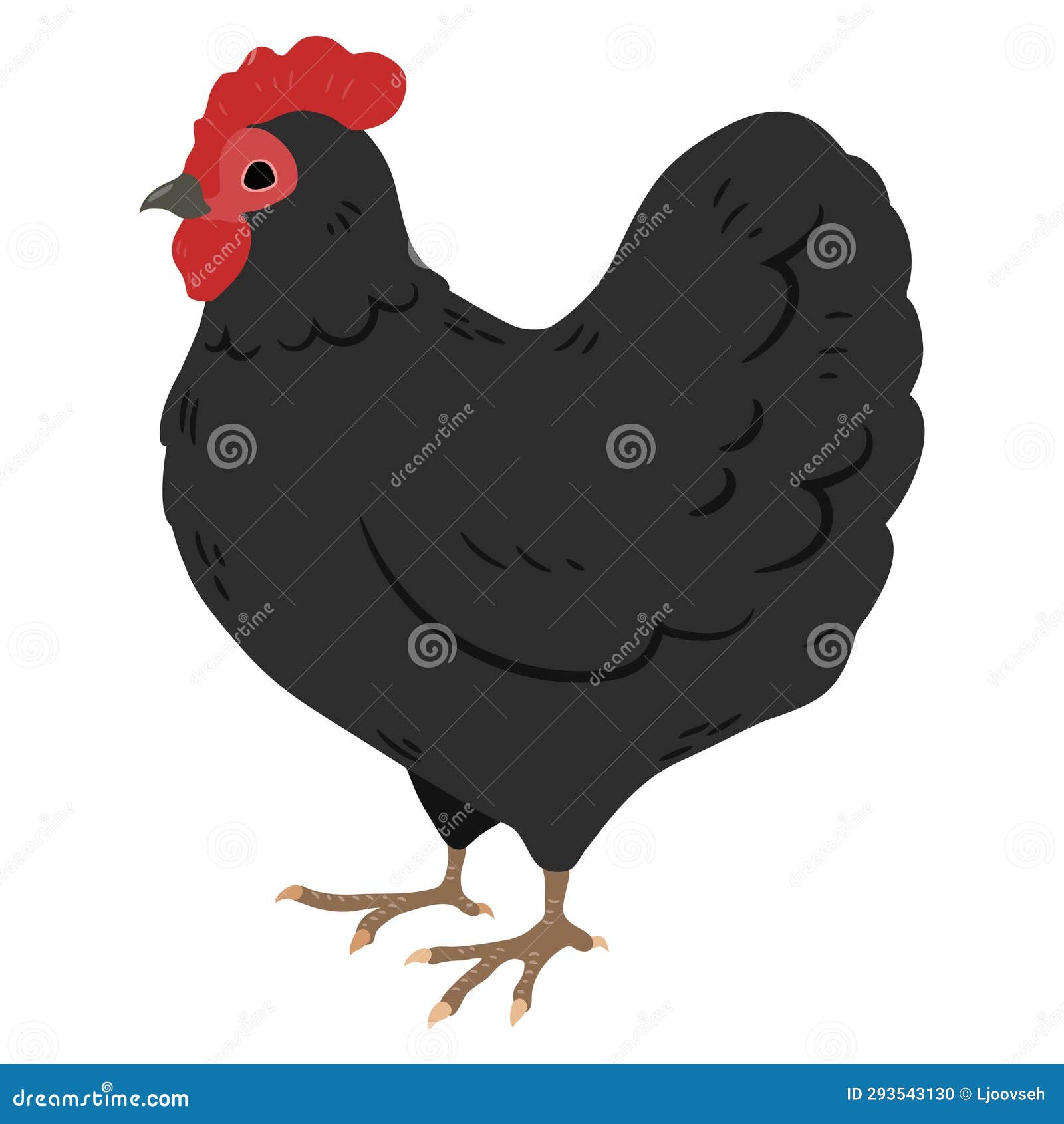 Simple and Adorable Flat Colored Black Chicken Illustration Stock ...