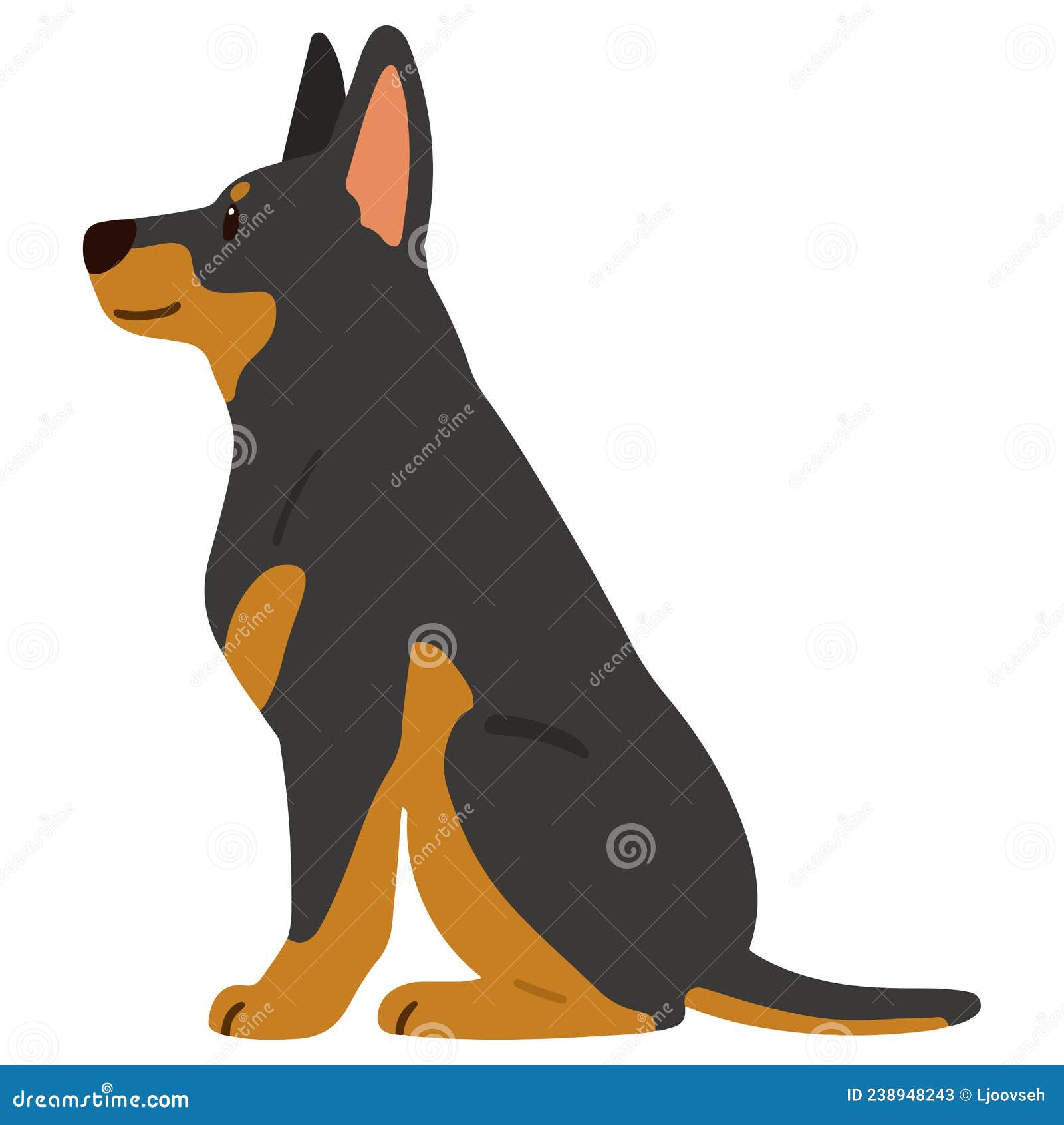 Simple and Adorable Flat Colored Illustration of Doberman Pinscher ...