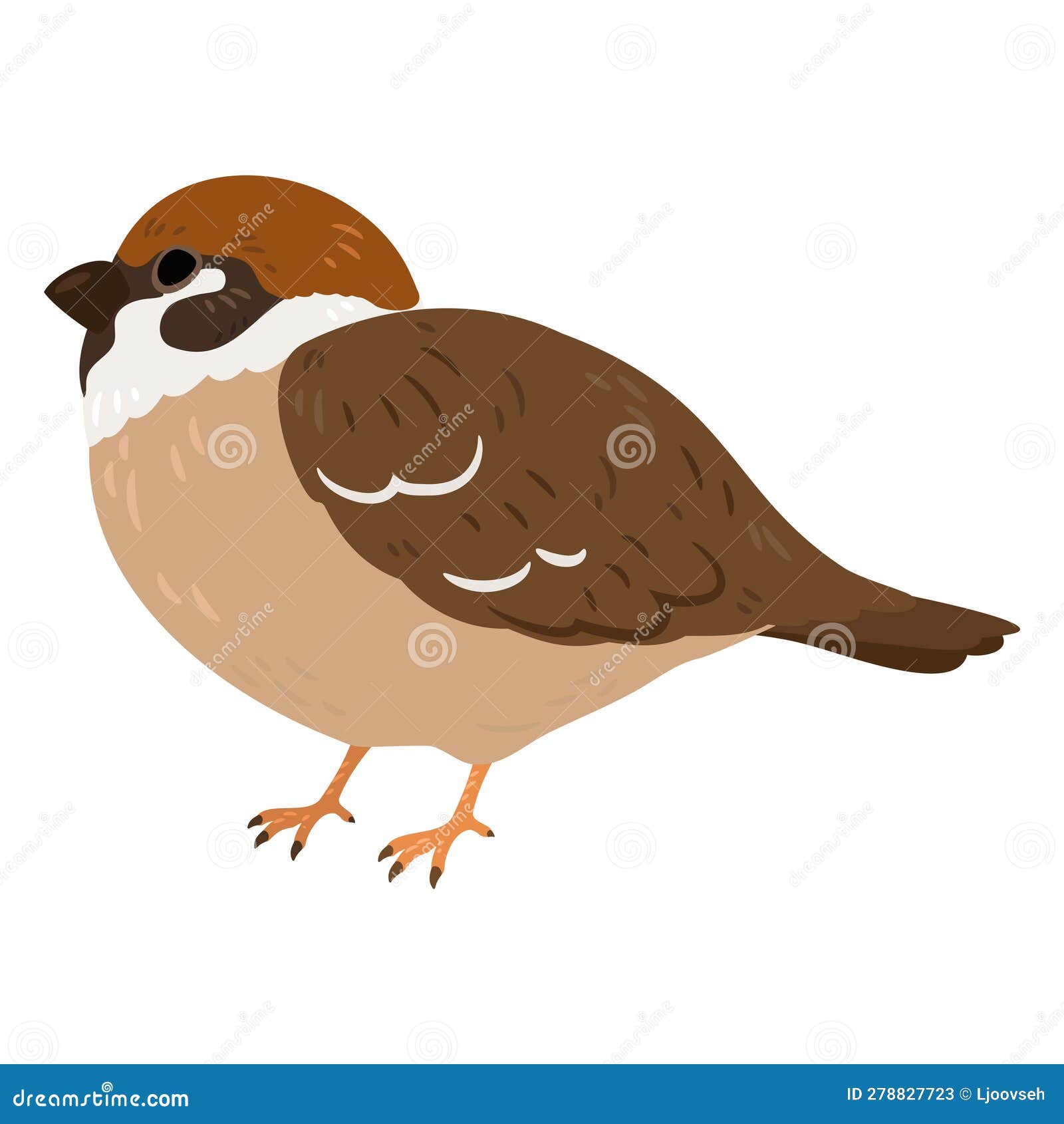 Simple and Adorable Flat Colored Sparrow Illustration Stock Vector ...