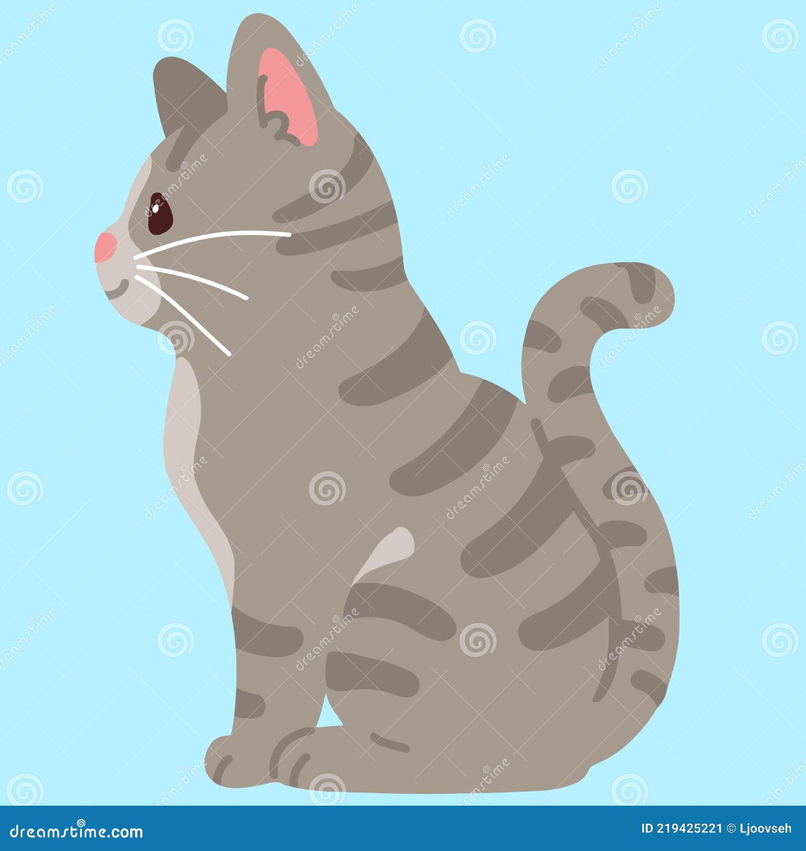 Flat Tabby Cats Sitting Back And Front View Isolated Vector. Cartoon ...