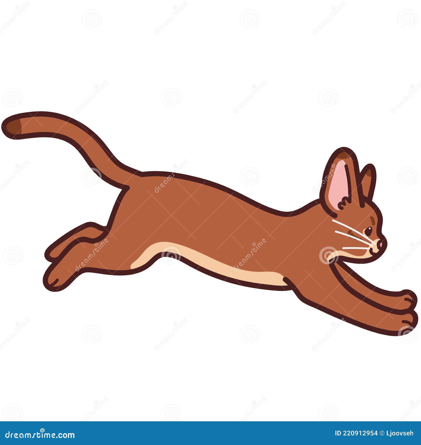 Simple and Adorable Illustration of Abyssinian Cat Running in Side View ...