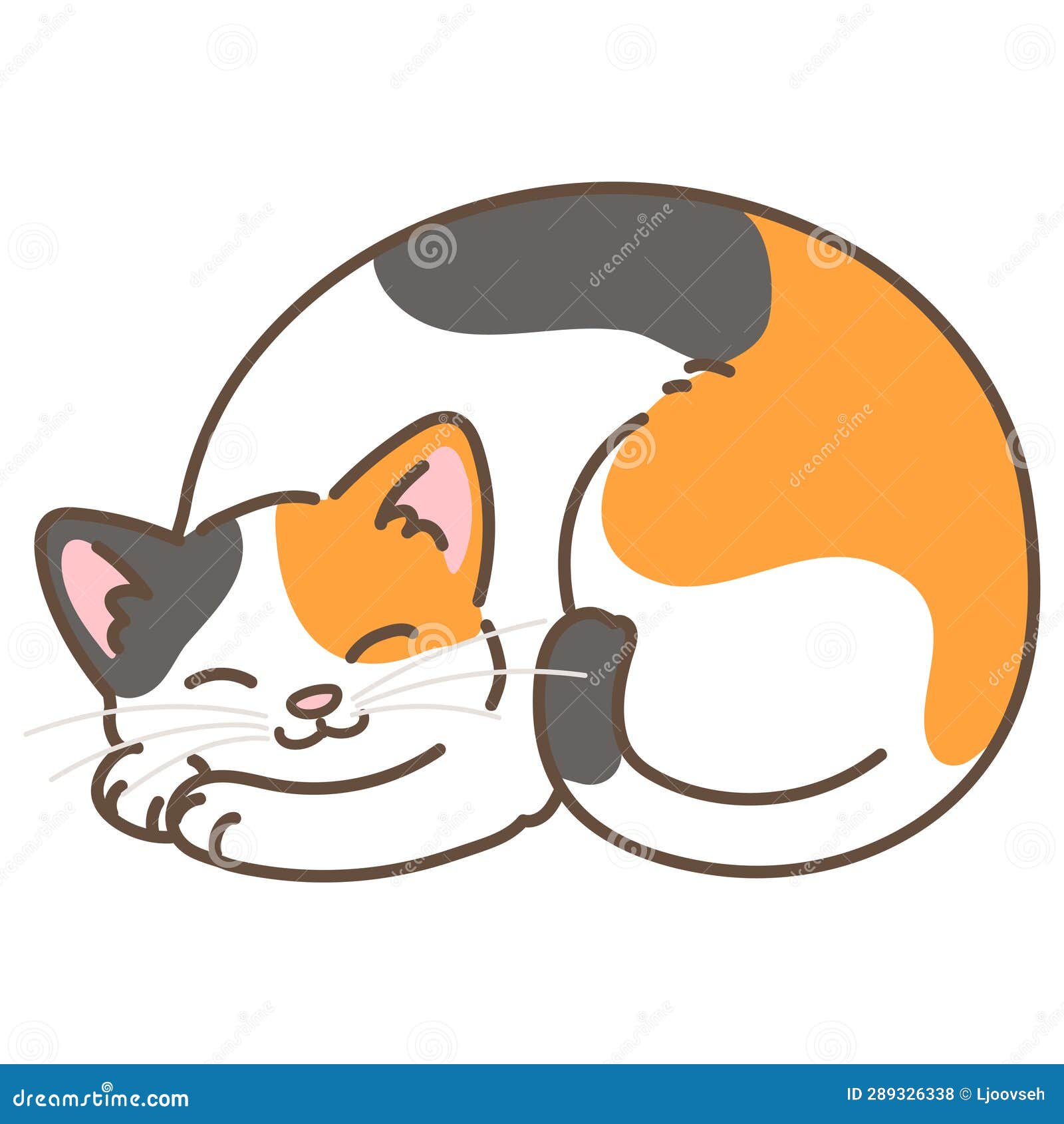 Simple and Adorable Illustration of Calico Cat Sleeping Stock Vector ...