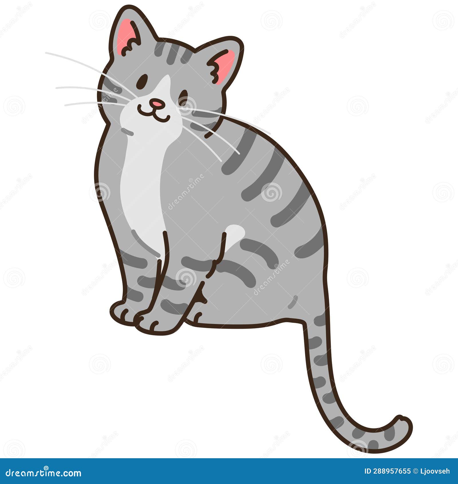 Simple and Adorable Illustration of Grey Tabby Cat Sitting Stock Vector ...