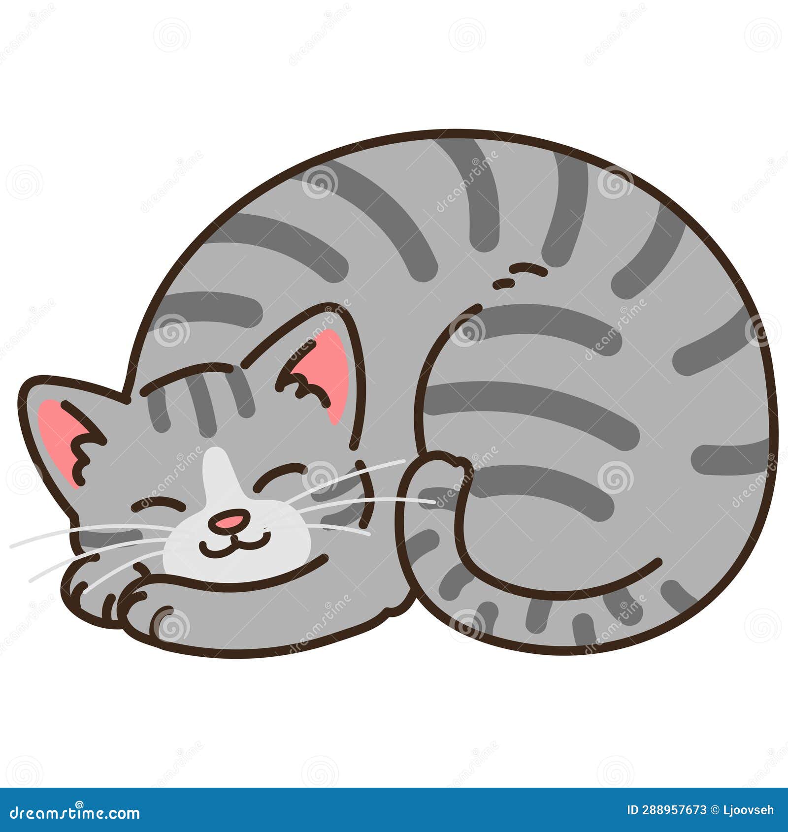 Simple and Adorable Illustration of Grey Tabby Cat Sleeping Stock ...