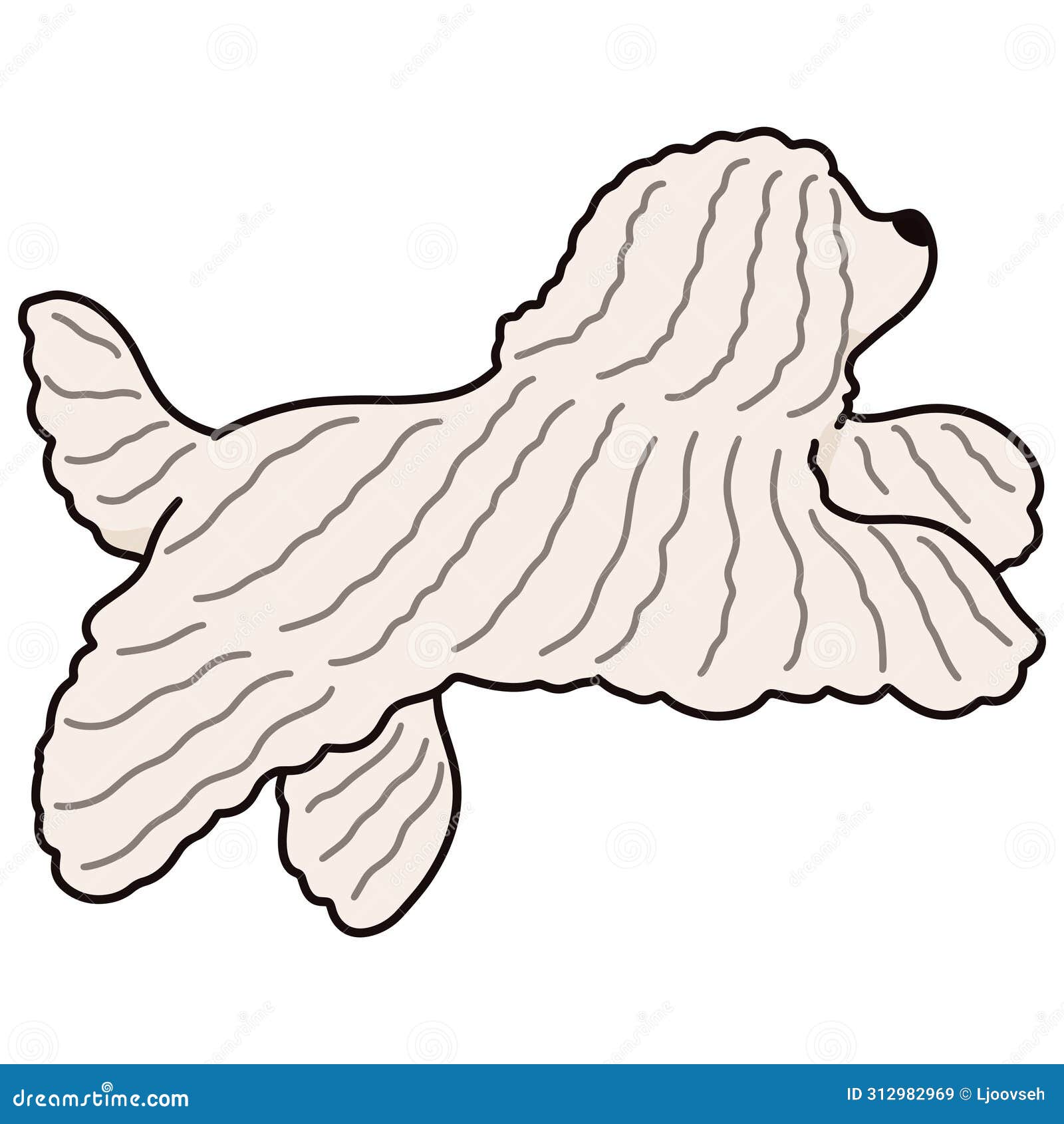 Simple and Adorable Illustration of Komondor Dog Jumping in Side View ...