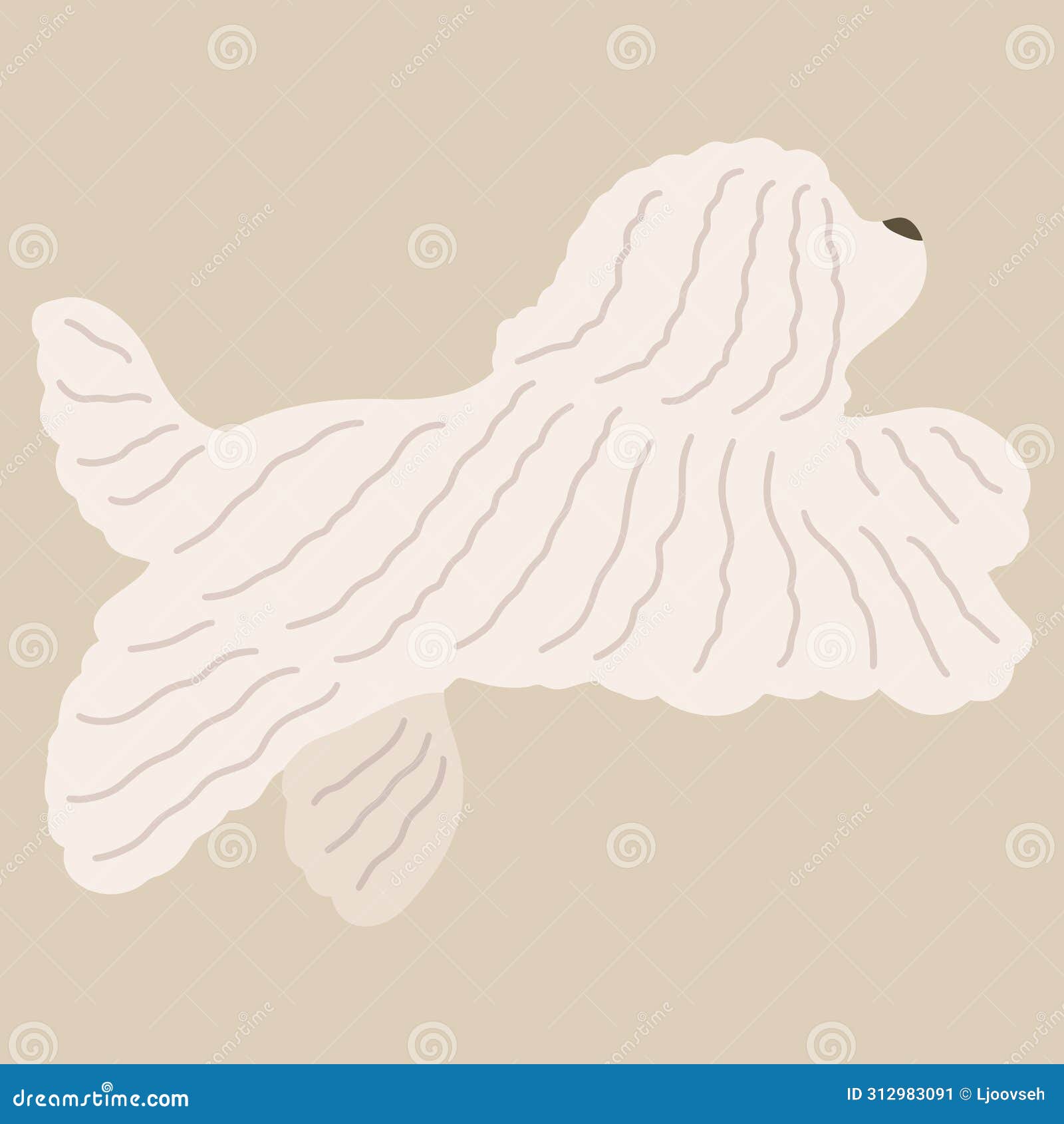 Simple and Adorable Illustration of Komondor Dog Jumping in Side View ...