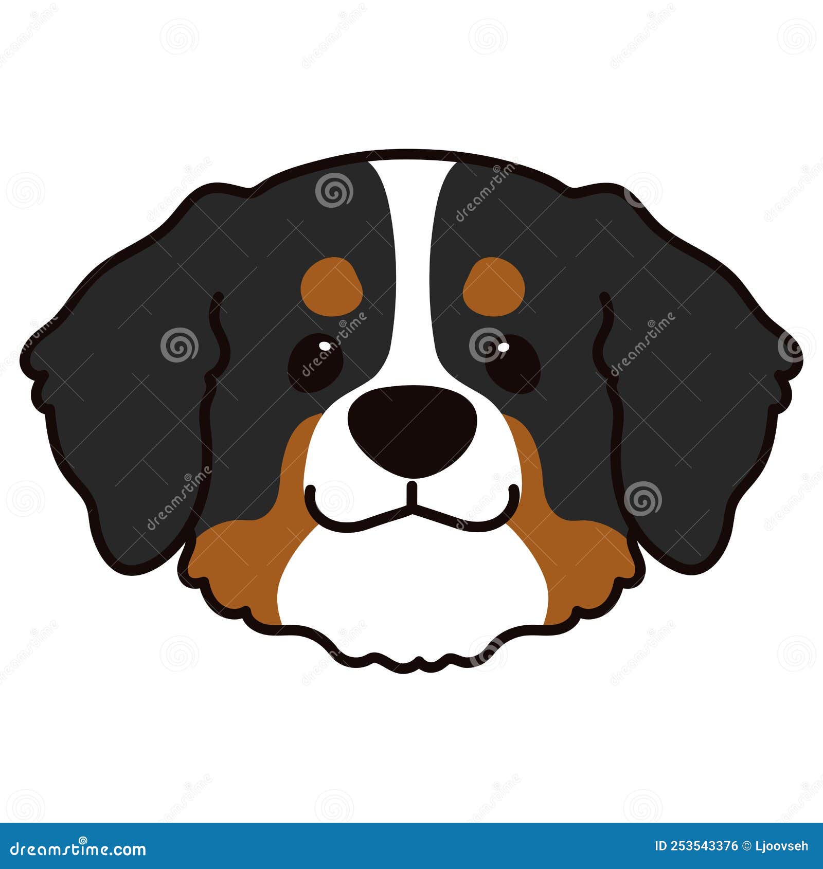 Simple and Adorable Mountain Dog Illustration Front Face Stock Vector ...