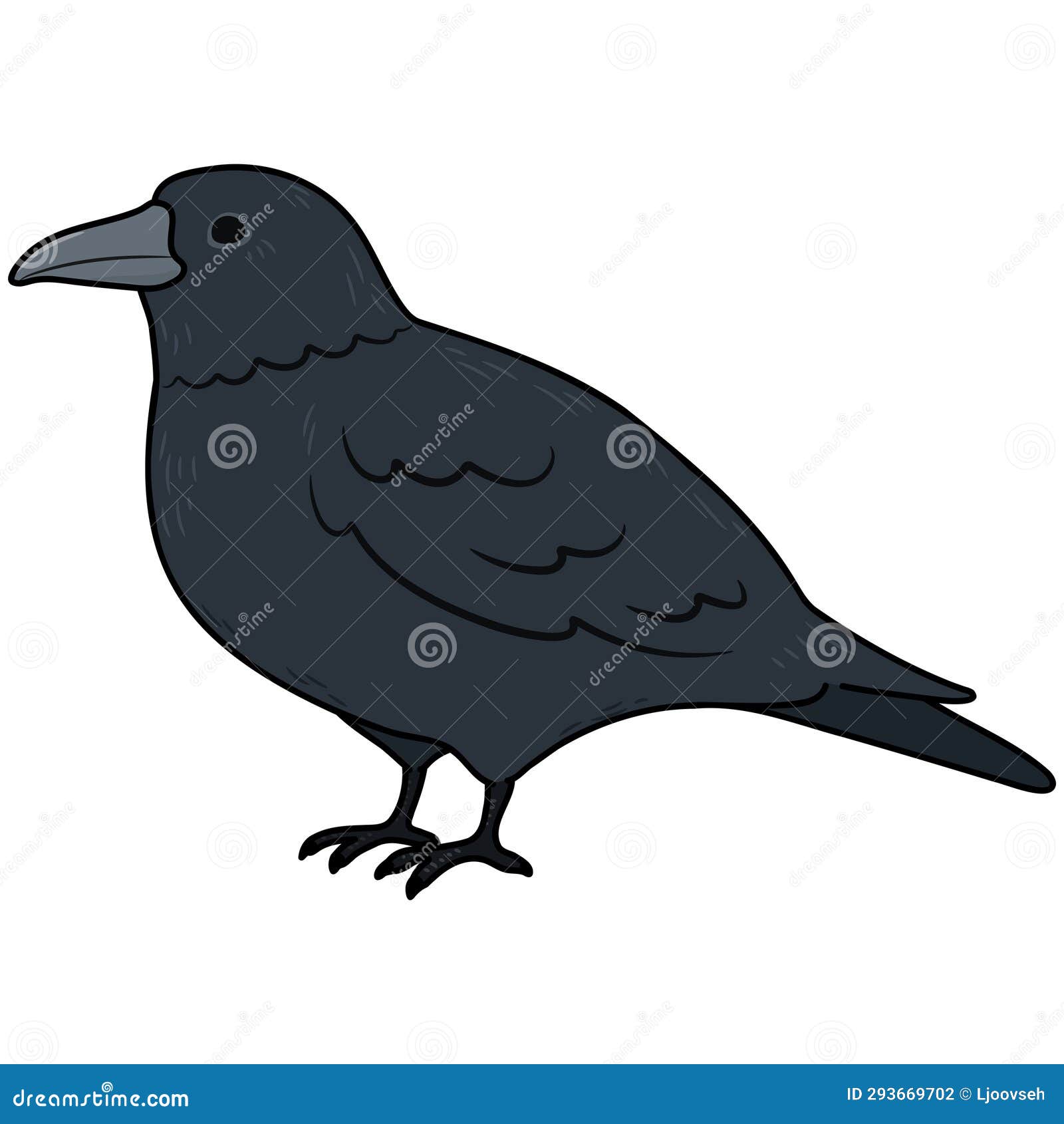 Simple and Adorable Outlined Crow Illustration Stock Vector ...