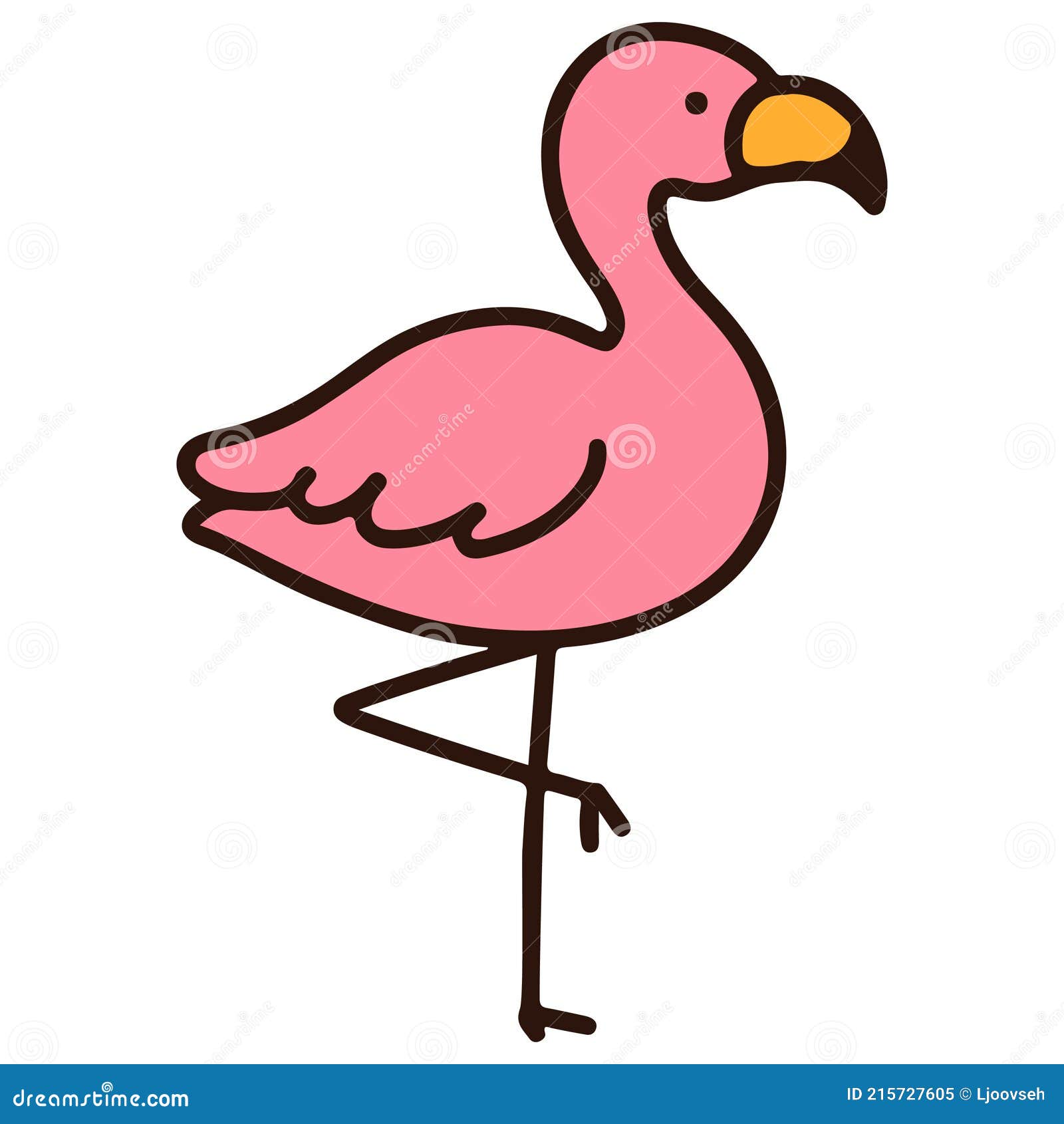 Simple and Adorable Pink Flamingo Standing Outlined Stock Vector ...