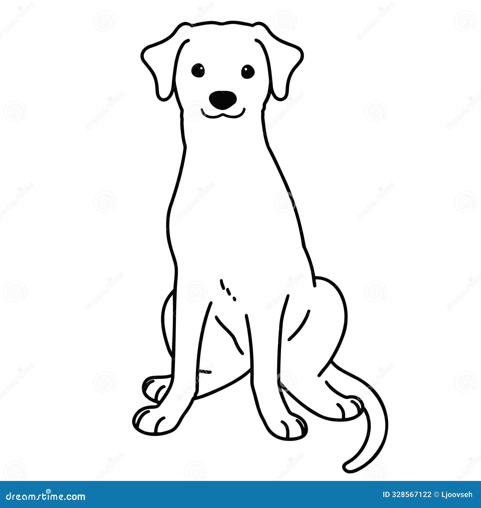 Simple and Adorable Rhodesian Ridgeback Sitting in Front View Outlines ...