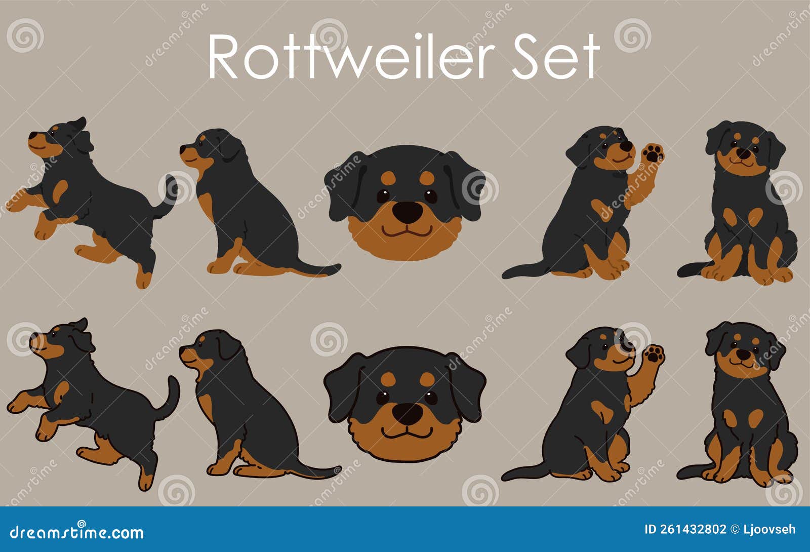 Simple And Adorable Rottweiler Set Illustrations | CartoonDealer.com ...
