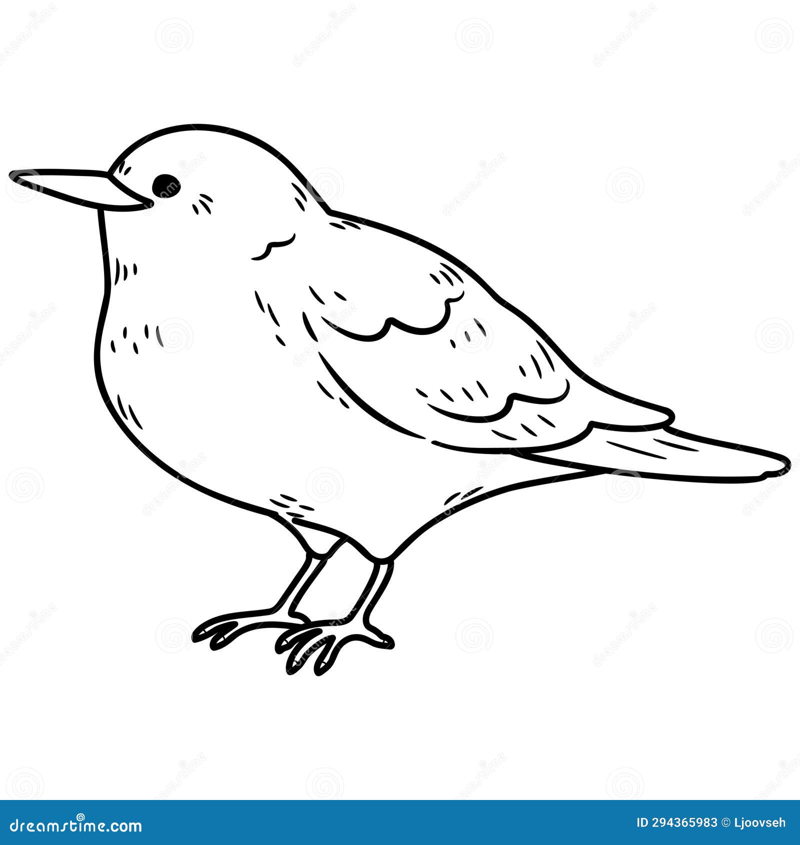 Simple and Adorable Warbling White-eye Illustration with only Outlines ...