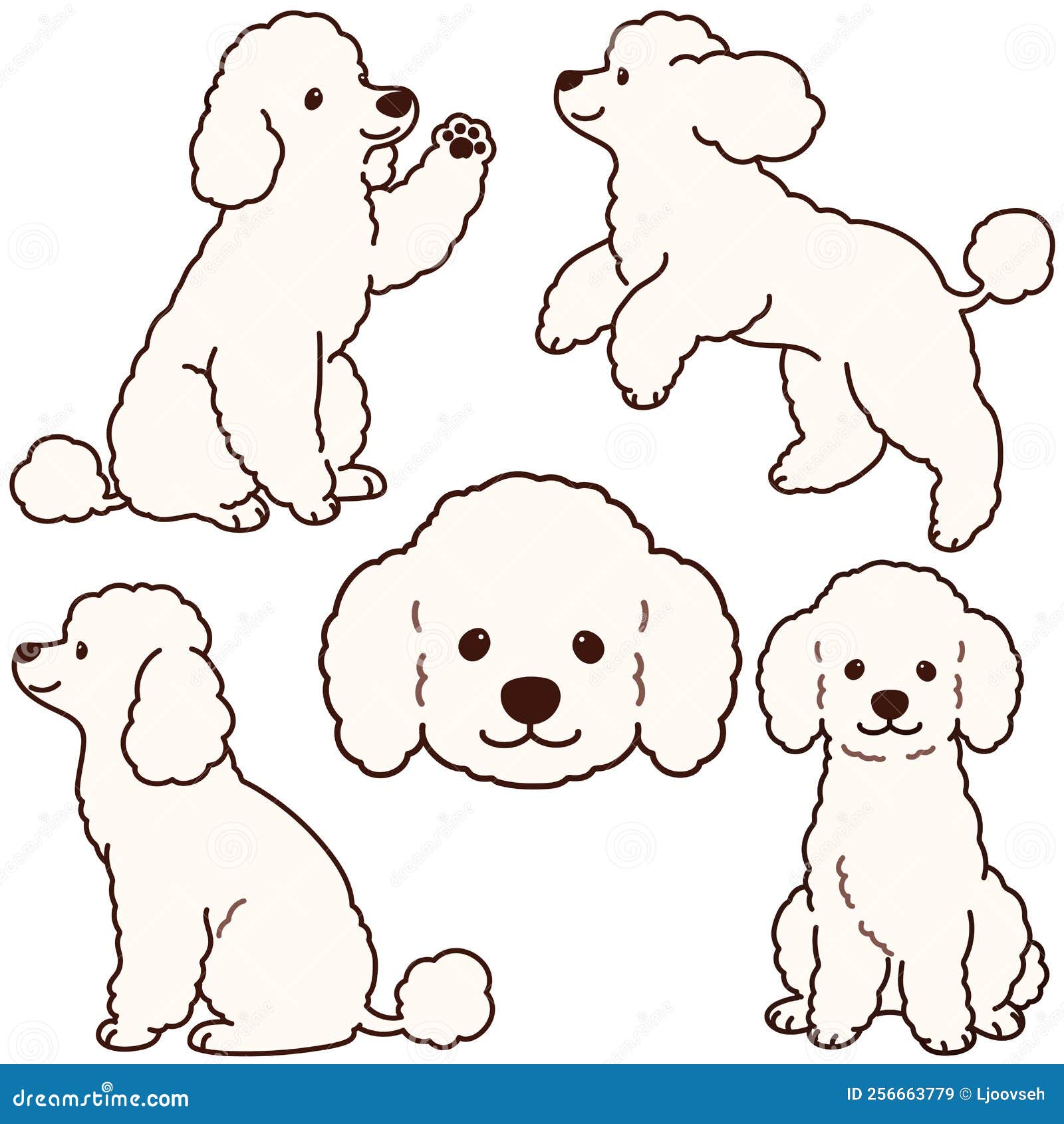 Simple and Adorable White Colored Poodle Dog Illustrations Stock Vector ...