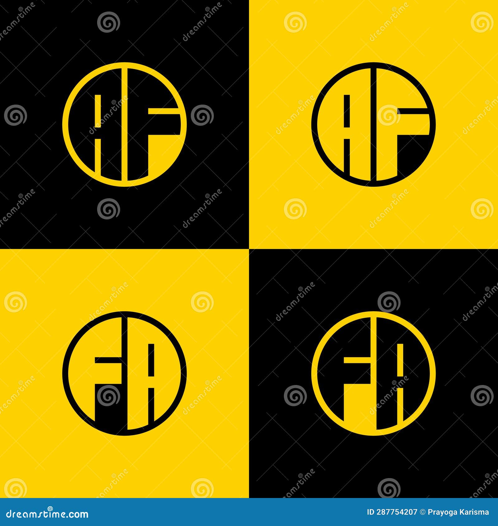 Simple AF and FA Letter Circle Logo Set, Suitable for Business with FA ...