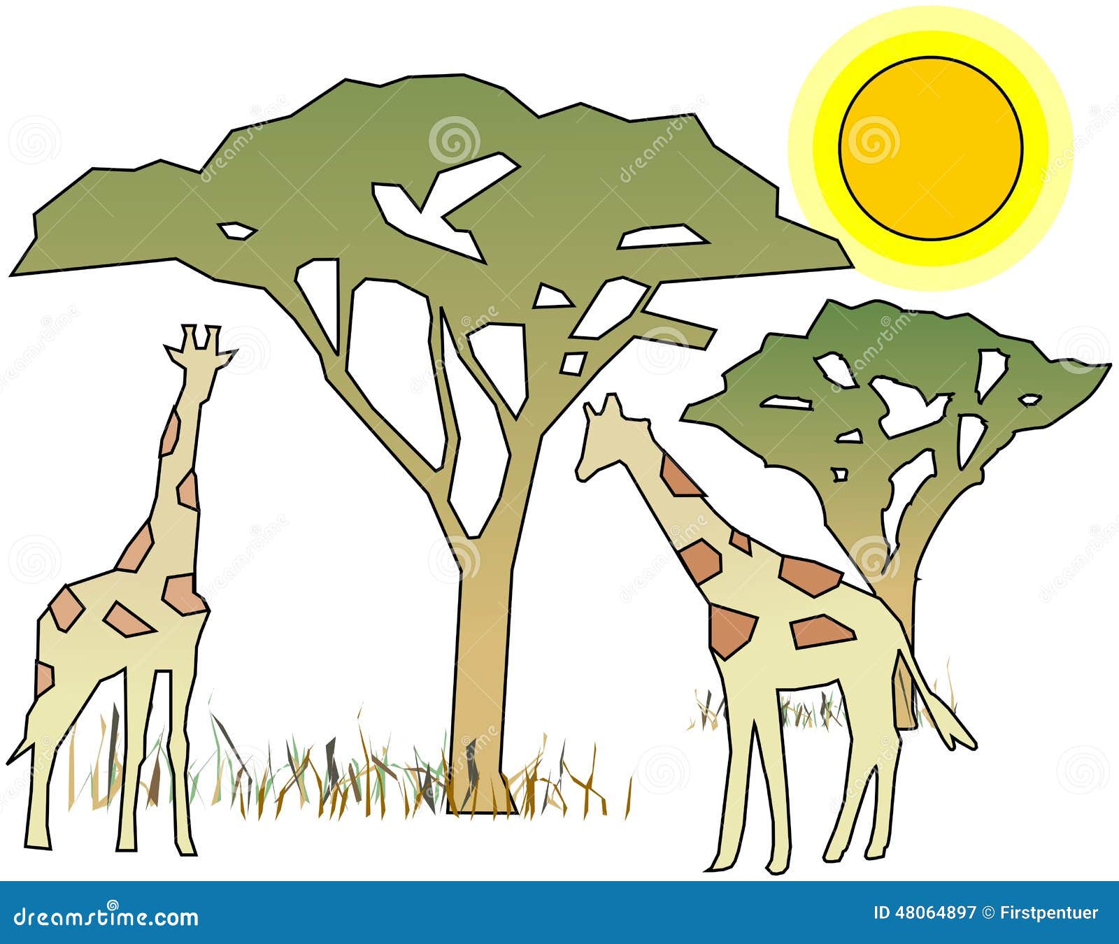 Simple Africa Motive with Girafes Stock Illustration - Illustration of ...