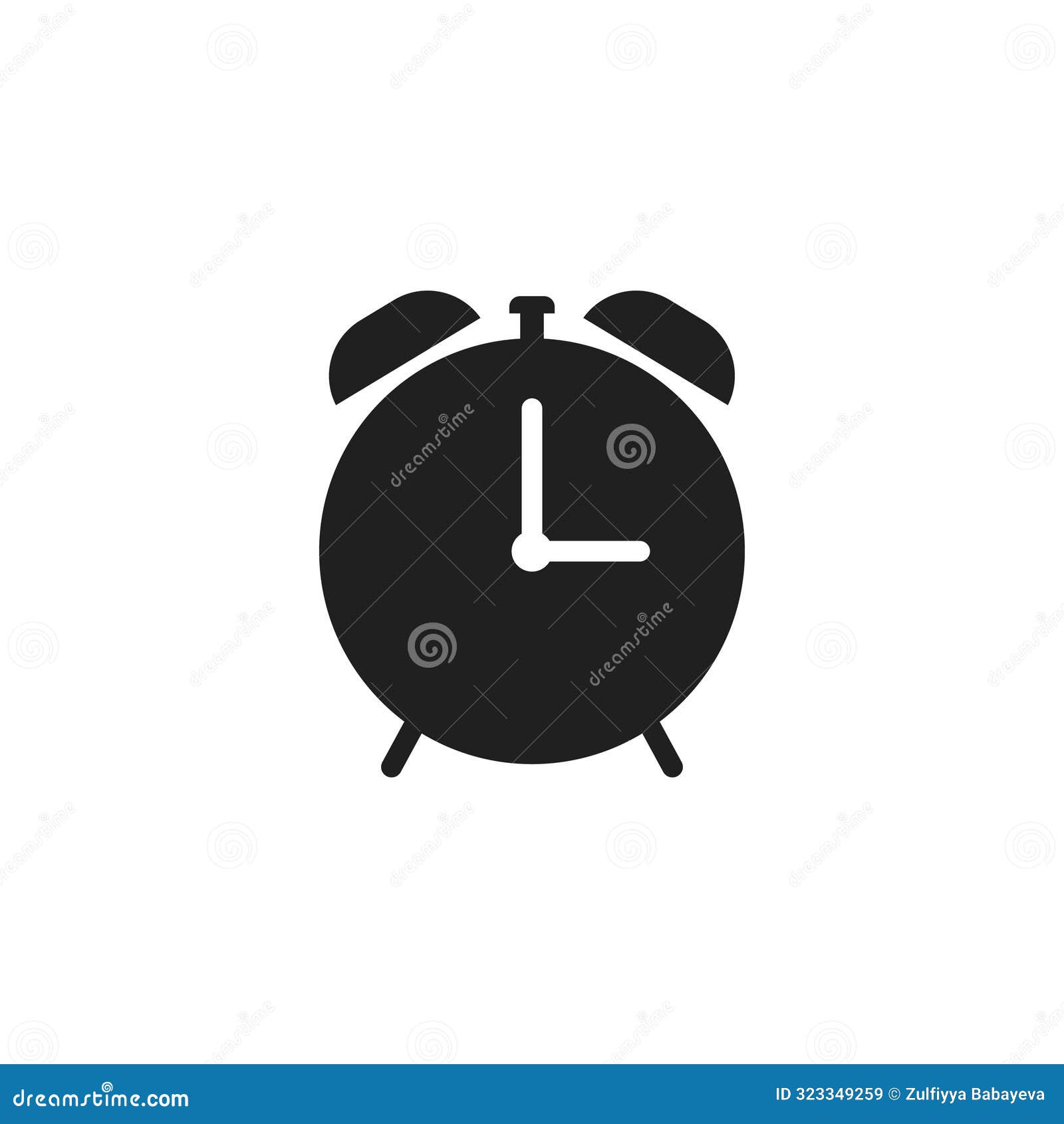 Simple Alarm Clock Vector Illustration, Linear Style Pictogram ...