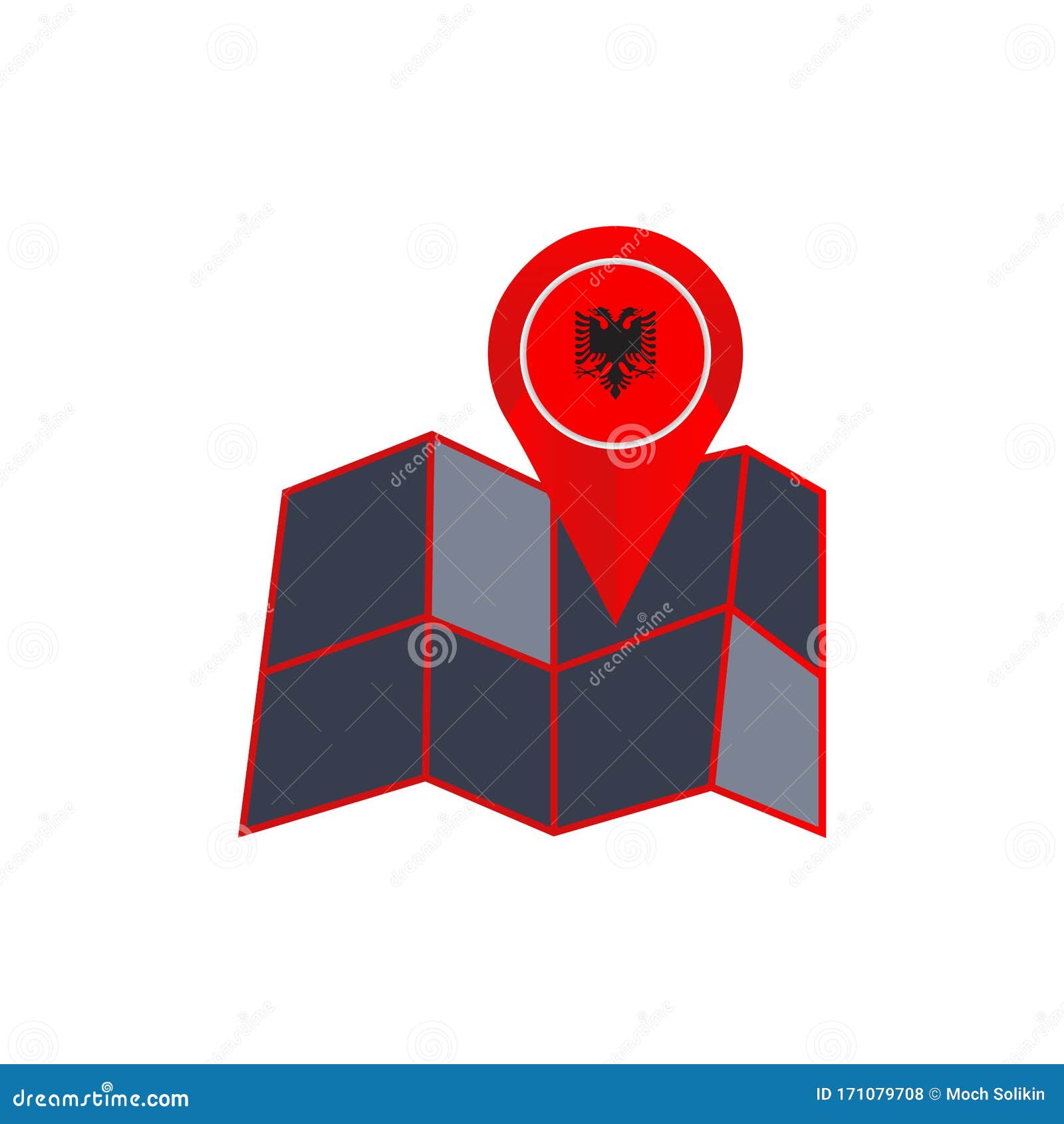 Simple Albanian Map Pin Isolated with a Country Flag Stock Vector ...