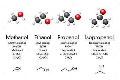 Simple Alcoholic Compounds, Molecular Models and Formulas Stock Vector ...