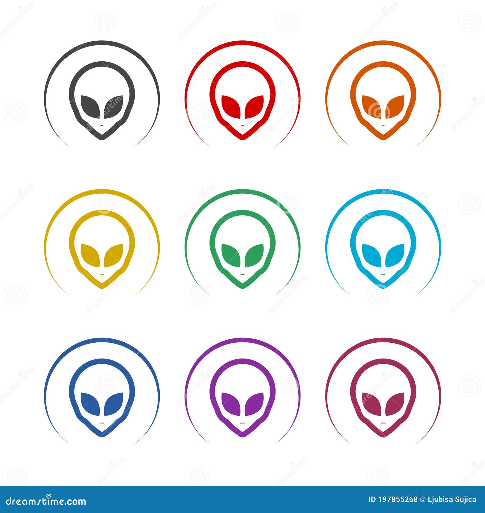 Simple Alien Icon, Color Set Stock Vector - Illustration of invasion ...