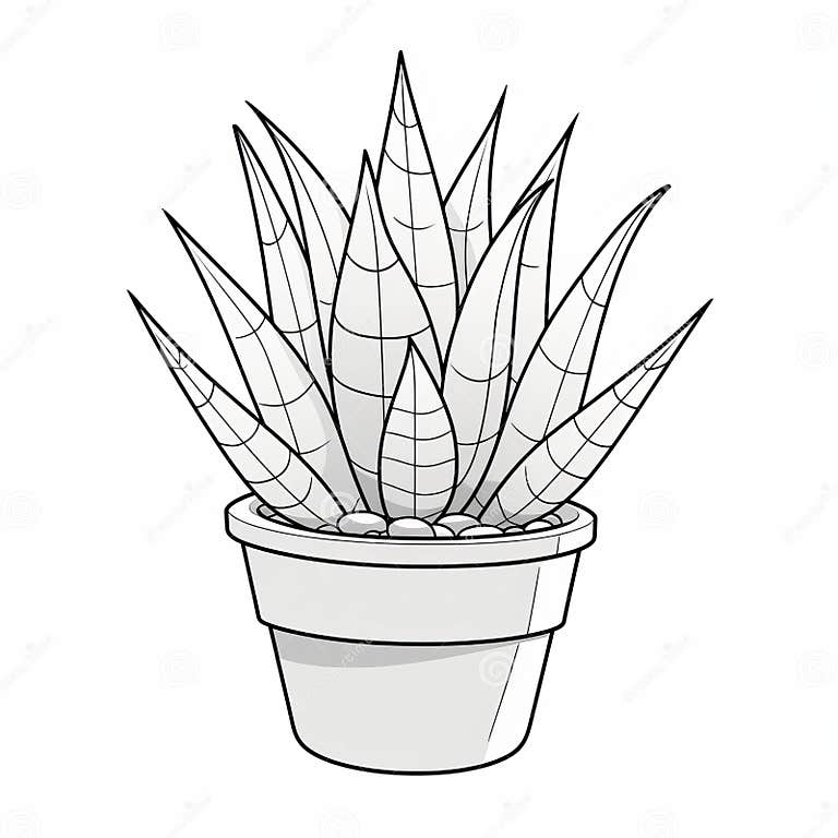 Simple Aloe Vera Coloring Page for Kids Stock Illustration ... Simple Aloe Vera Coloring Page for Kids Stock Illustration ...