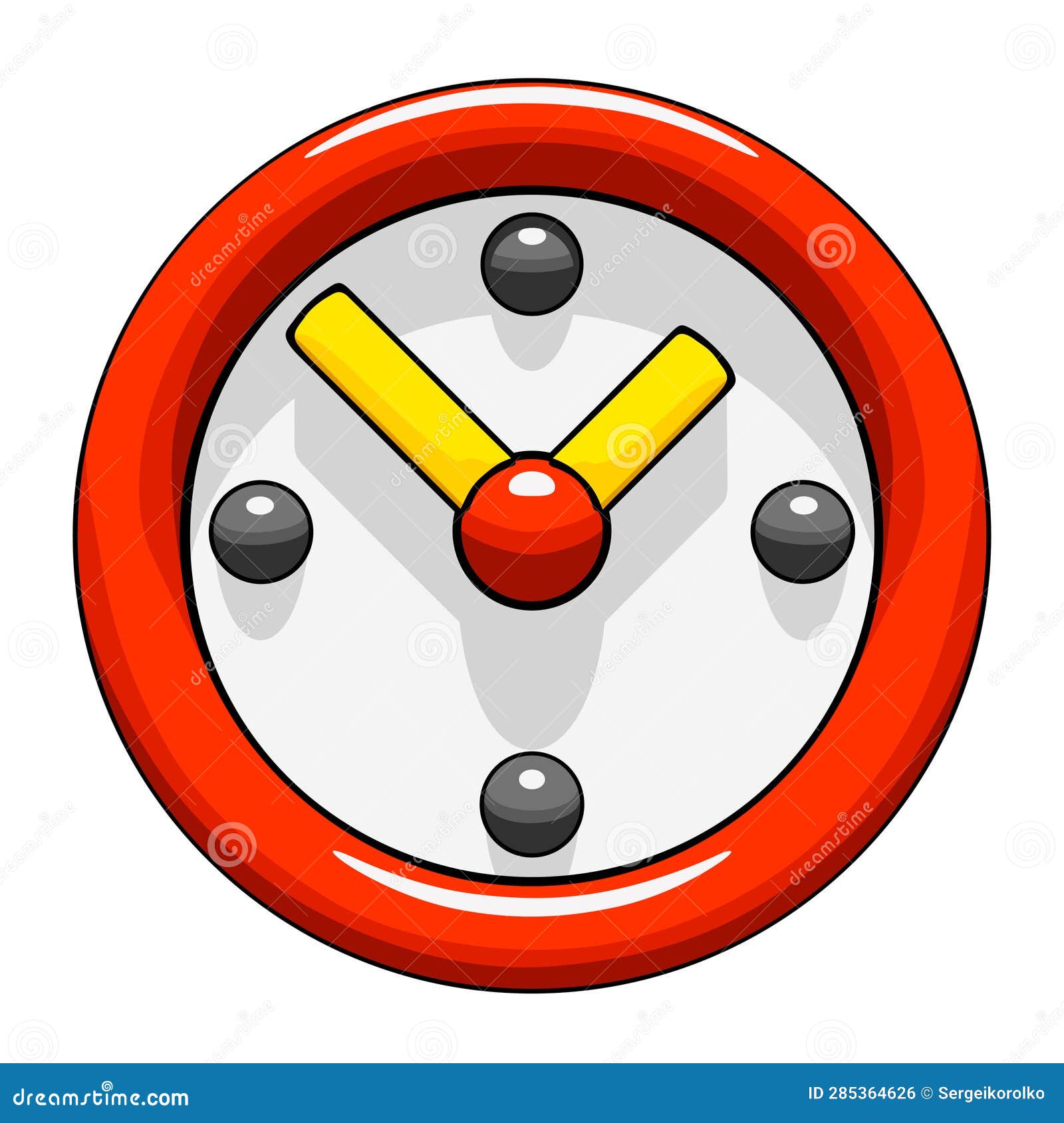 Simple Analog Clock Icon in Comic Cartoon Style, Front View Stock ...