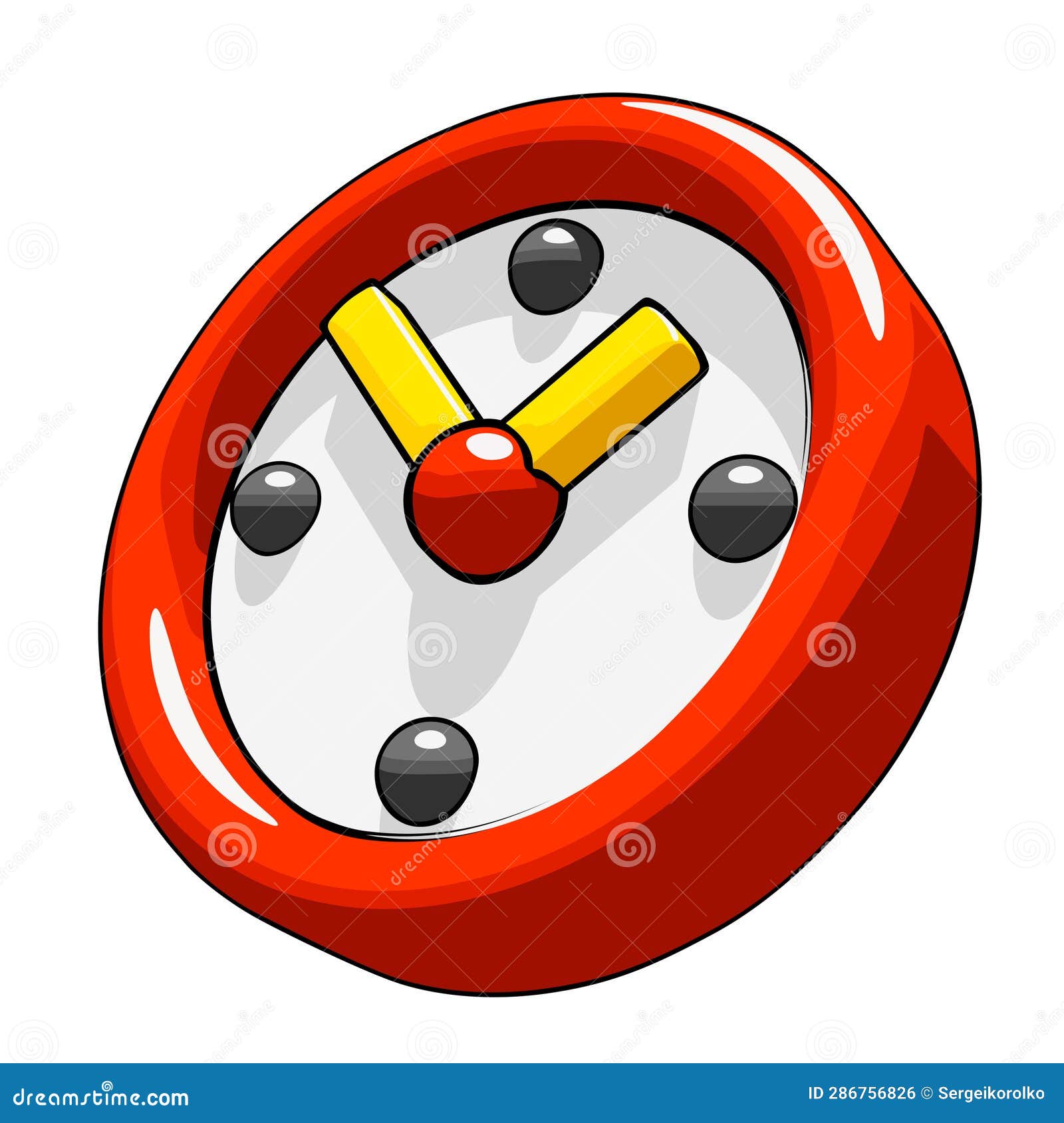 Simple Analog Clock Icon in Comic Cartoon Style, Three-quarter View ...