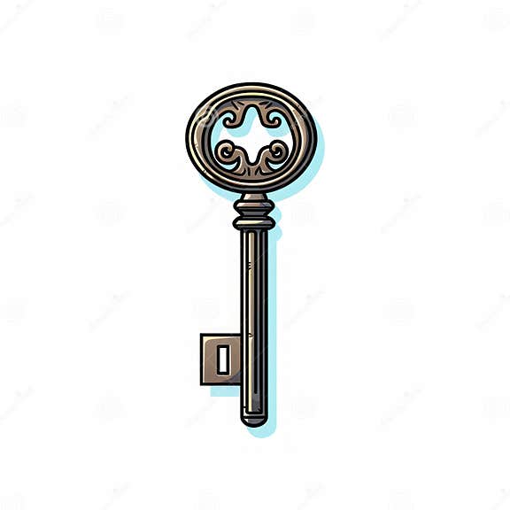 Simple Ancient Key Minimalistic Drawing AI Generated Stock Illustration ...