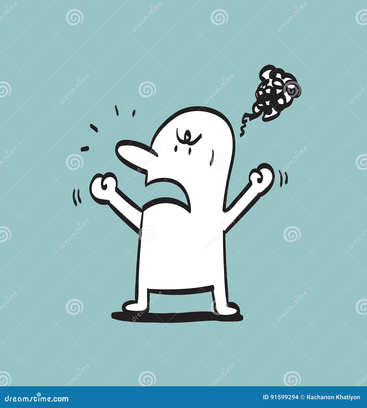 Simple angry Man. stock illustration. Illustration of character - 91599294