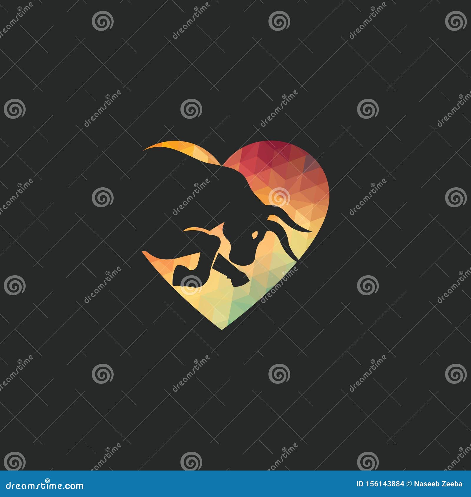 Bull Heart Shape Vector Logo Design. Stock Vector - Illustration of ...